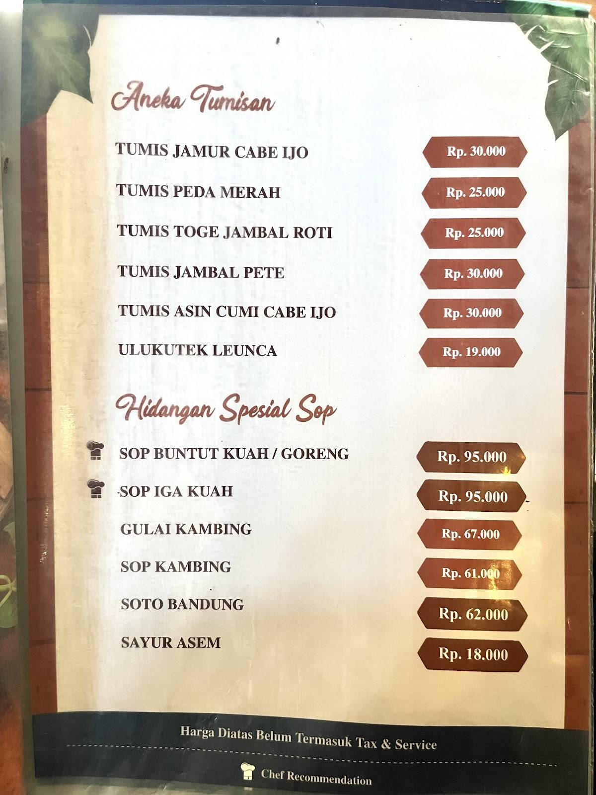 Menu at Darmaga Sunda Lembang restaurant, Lembang, Jl. Raya Lembang No.27