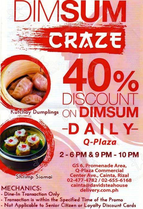 Menu at David's Tea House restaurant, Cainta