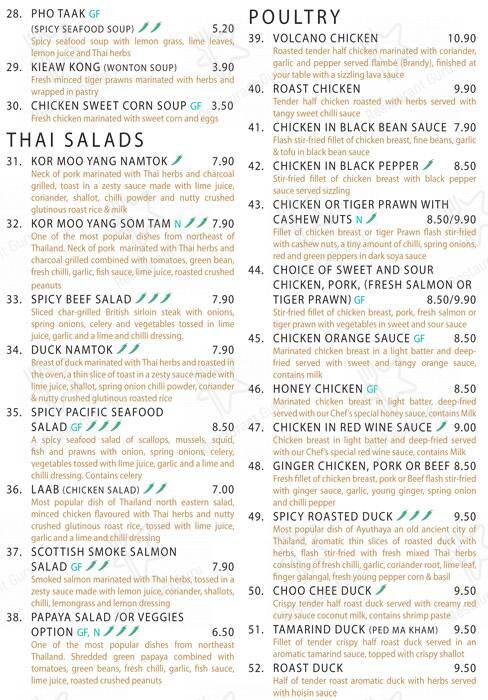Menu at Dee Thai restaurant, Altrincham