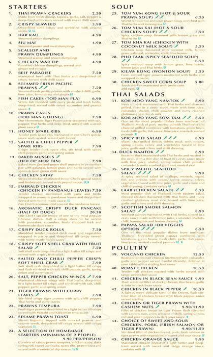 Menu at Dee Thai restaurant, Altrincham
