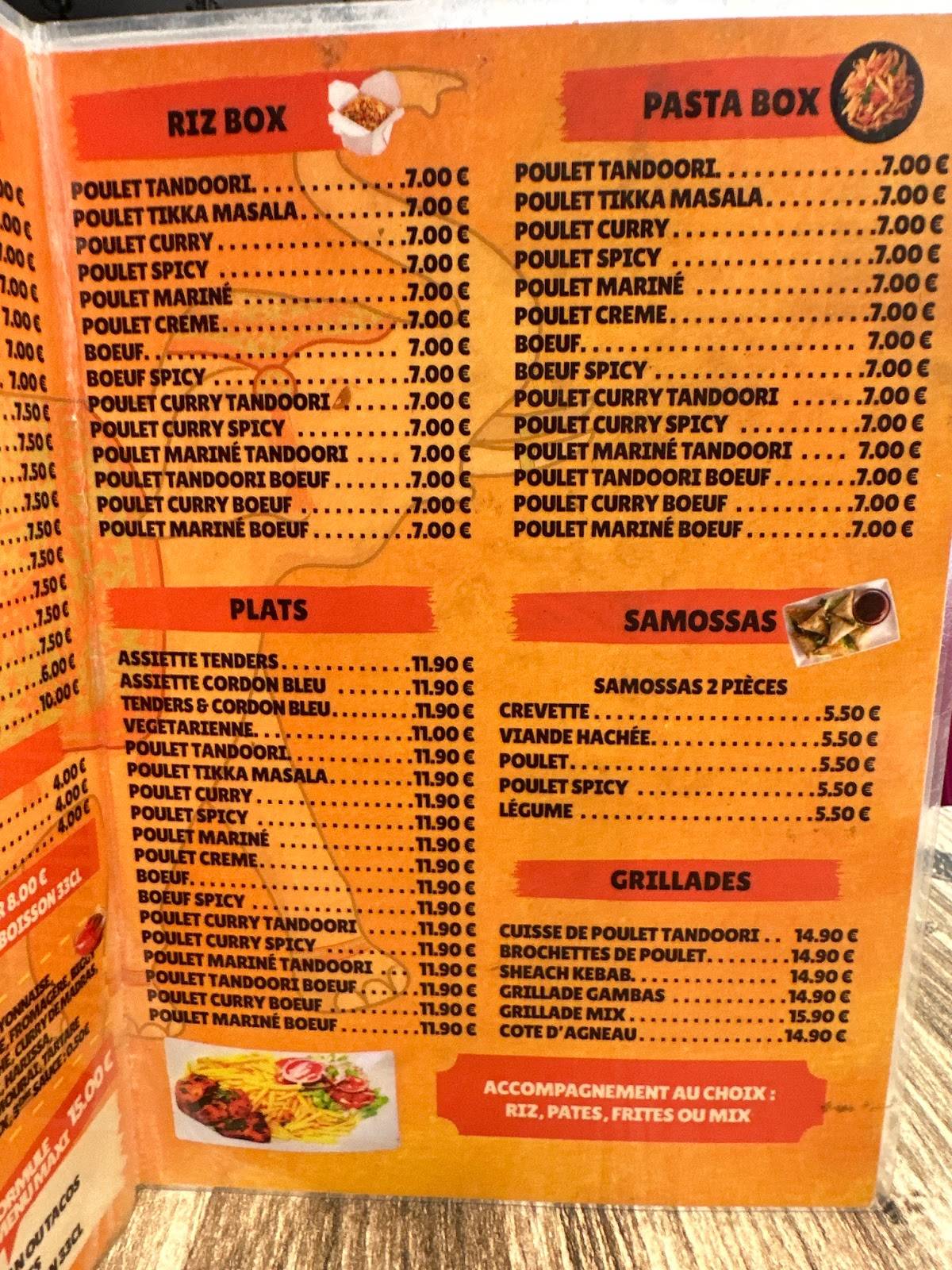 Menu au Délice Street restaurant, Schiltigheim