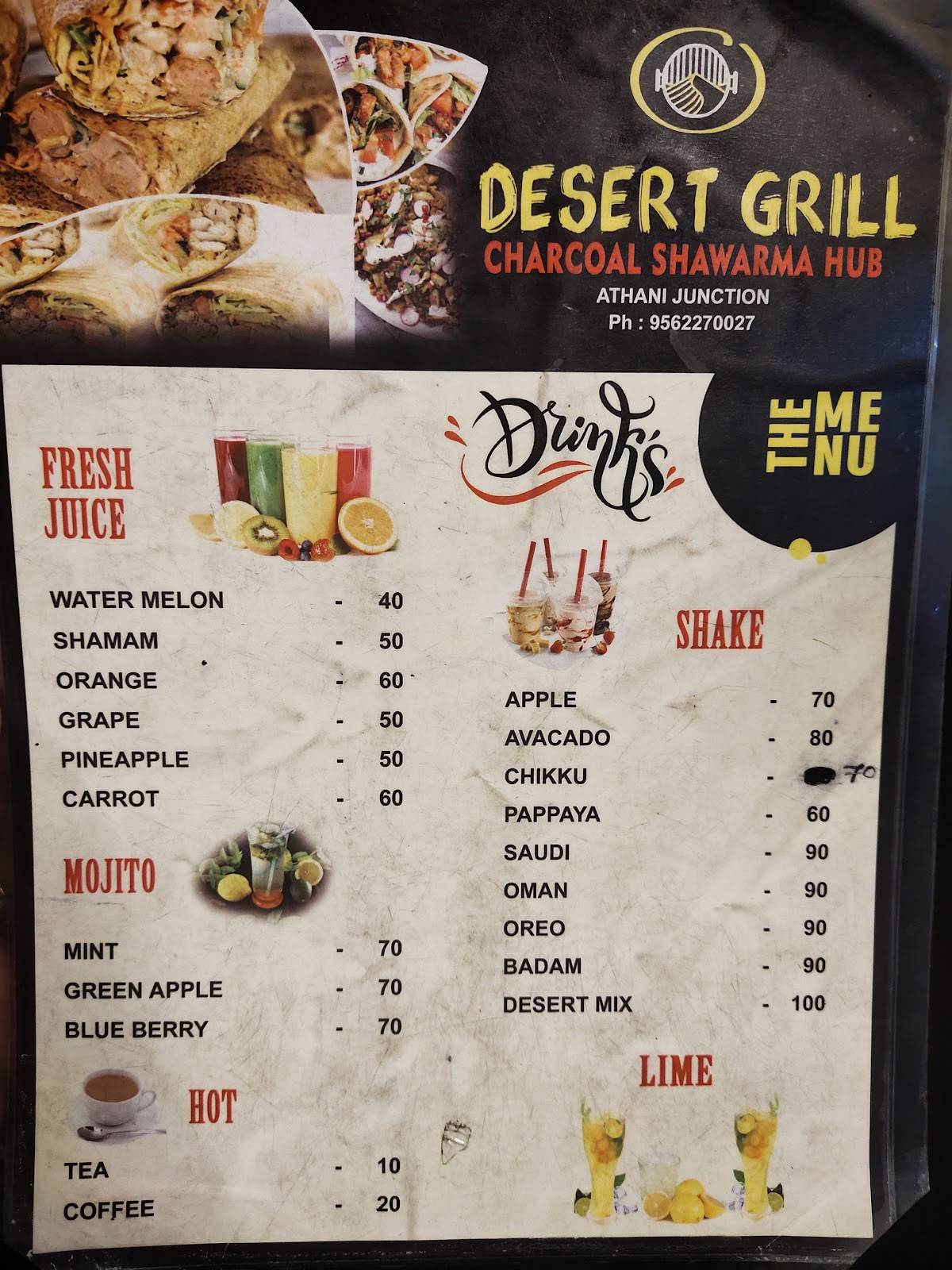 Menu at Desert Grill, Athani