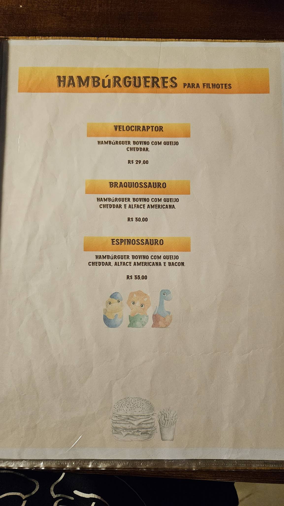 Menu em Dino Jungle Restaurante, Paraty