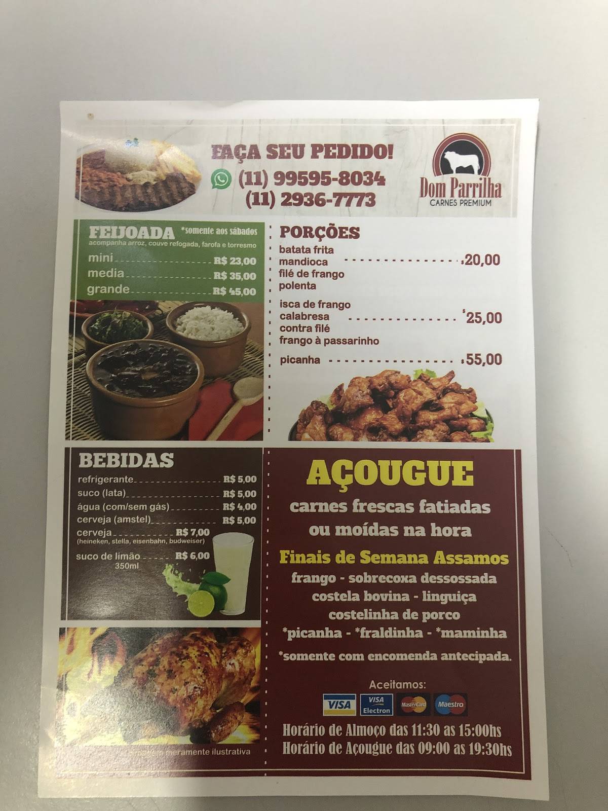 Menu at Dom Parrilla Casa de Carnes e Restaurante, São Paulo