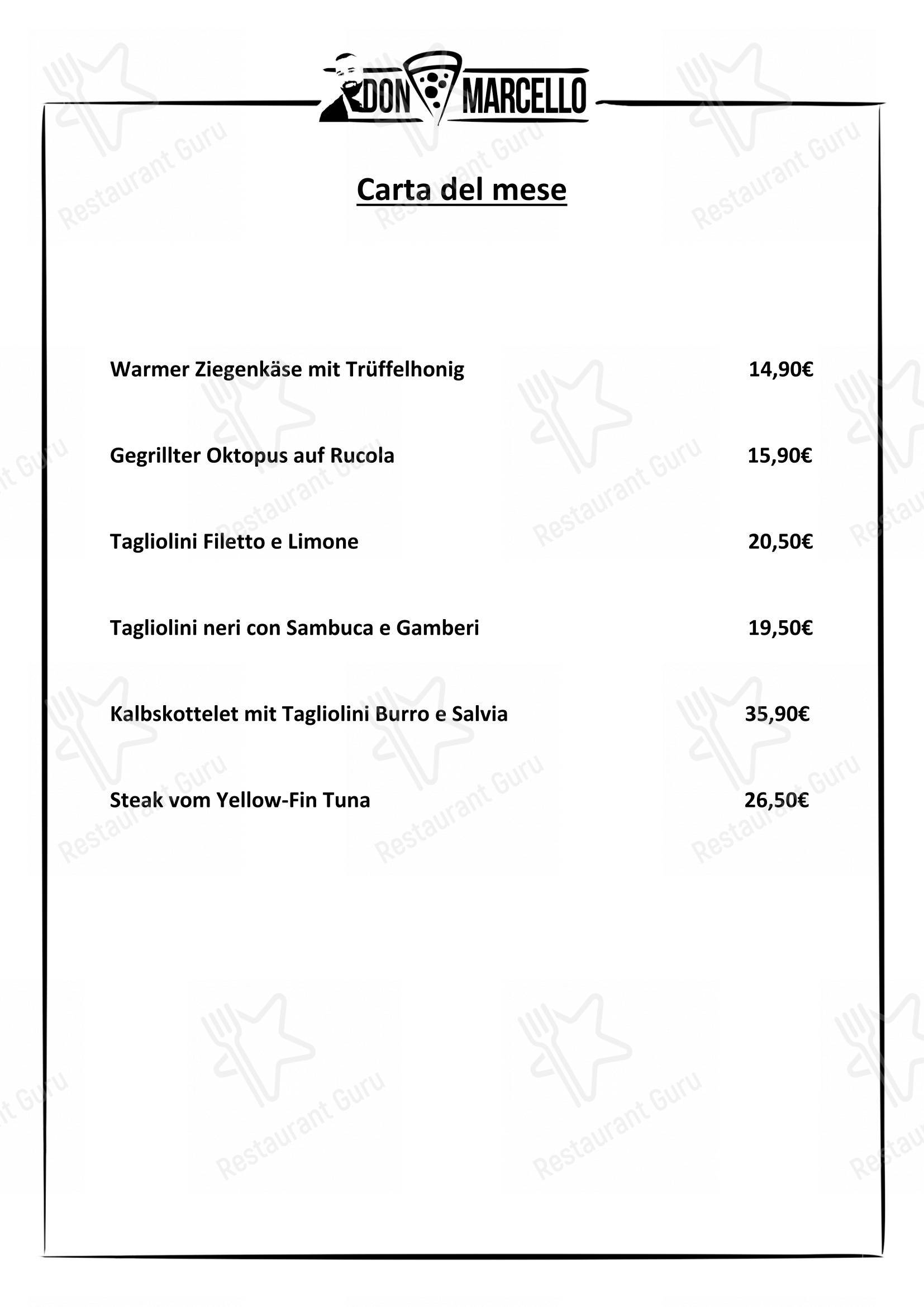 Speisekarte von Restaurant Don Marcello, Krefeld