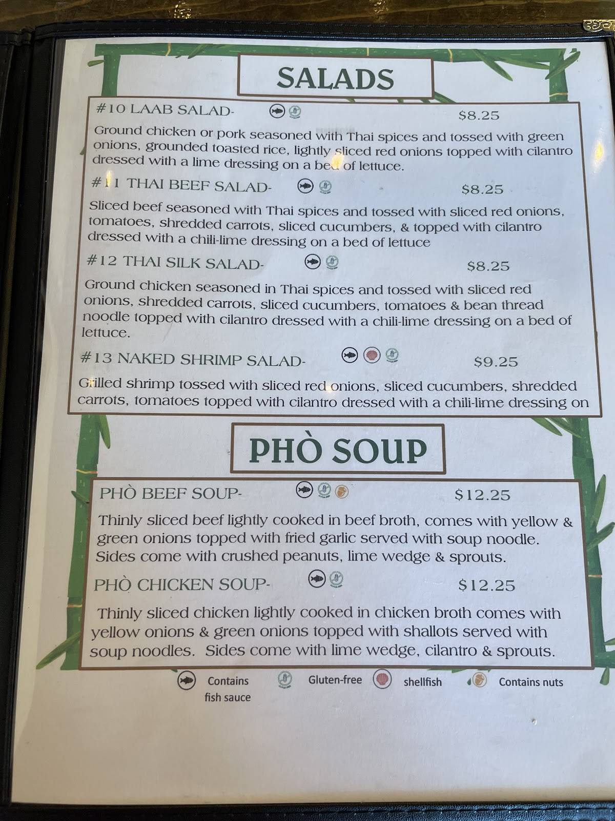 Menu at Dusit Thai Cuisine restaurant, Mountain Home
