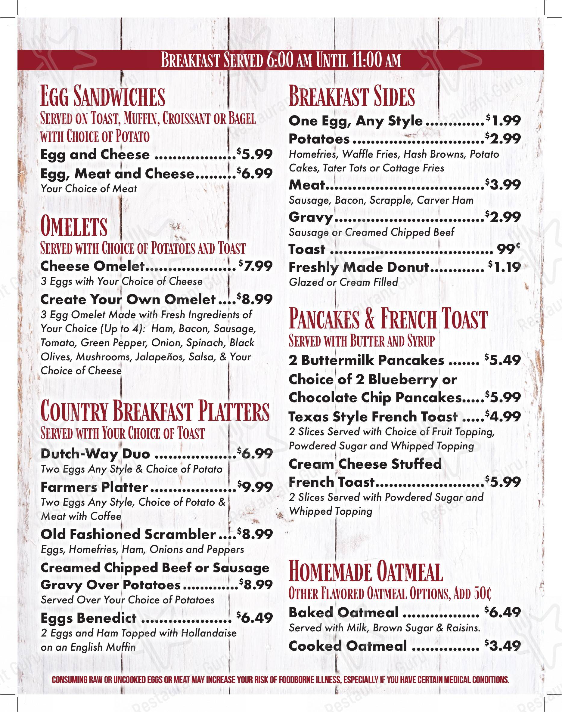 Menu at Dutch-Way Family Restaurant - Myerstown, Myerstown