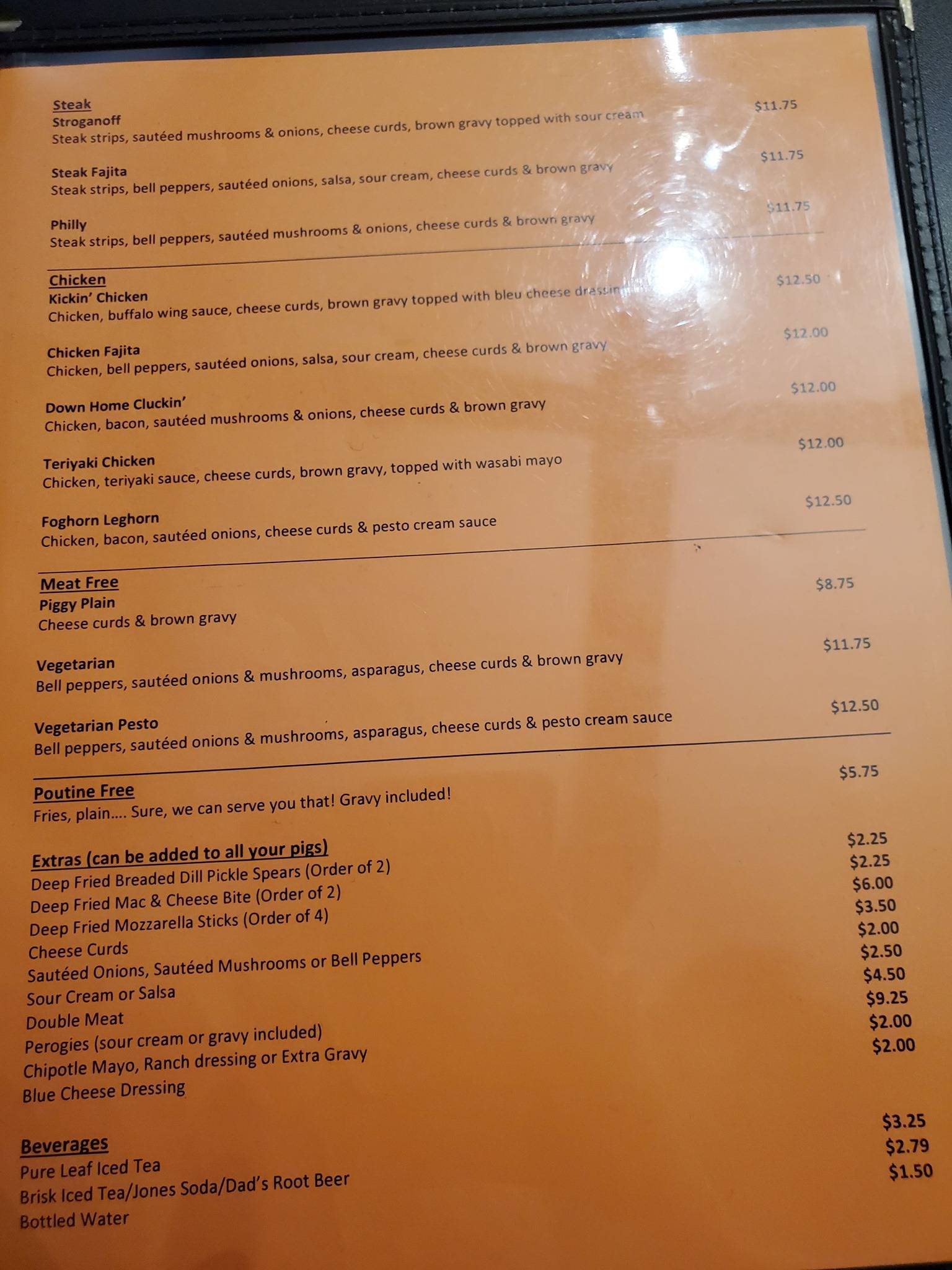 Menu at Dylan's Piggyback Poutinerie restaurant, Lethbridge, 328 5 St S