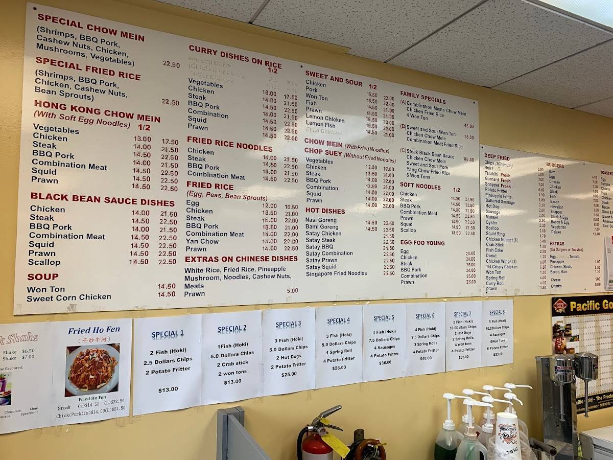Menu at East Village Takeaway Howick restaurant, Auckland