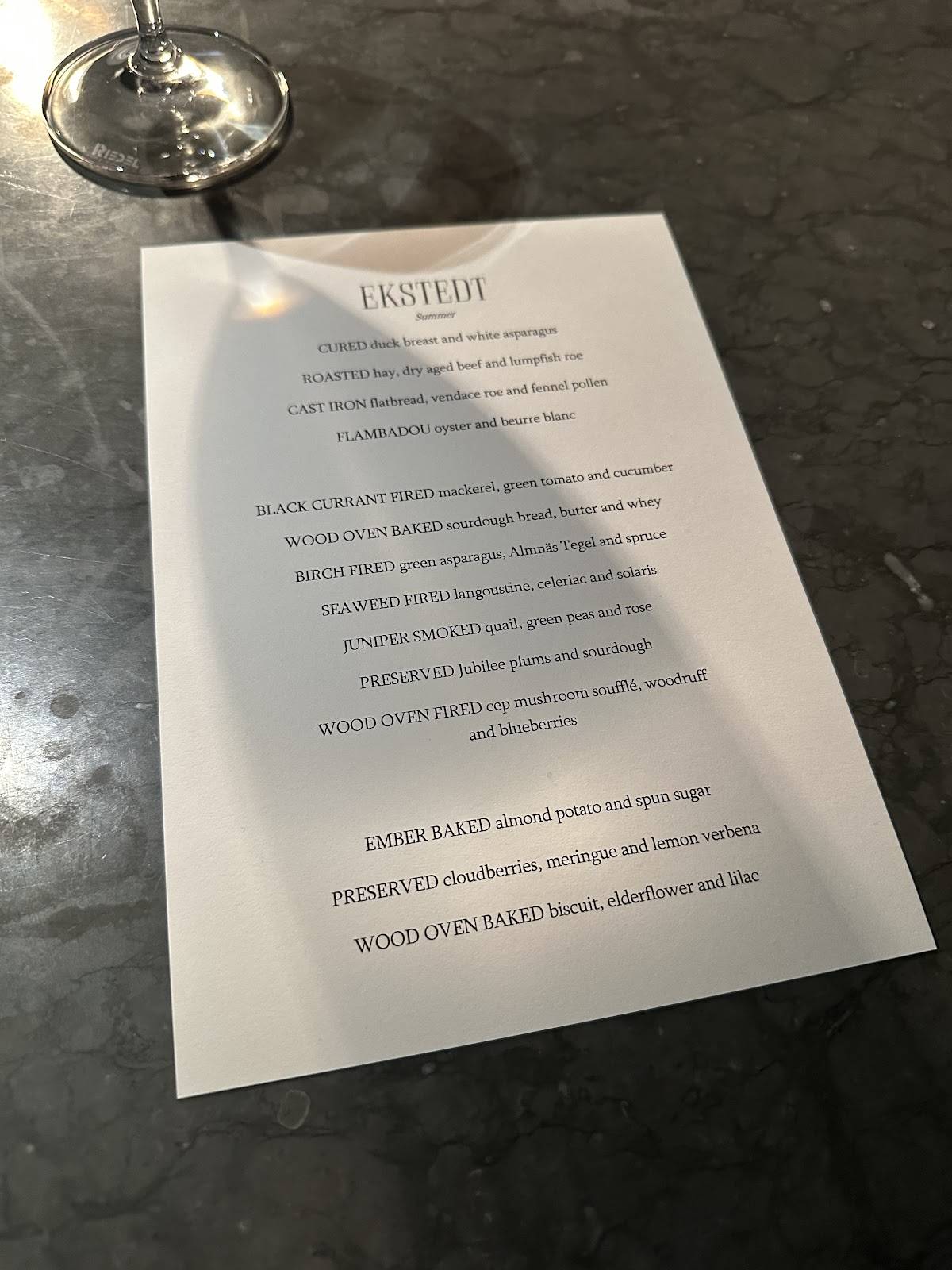 Menu at Restaurant Ekstedt, Stockholm