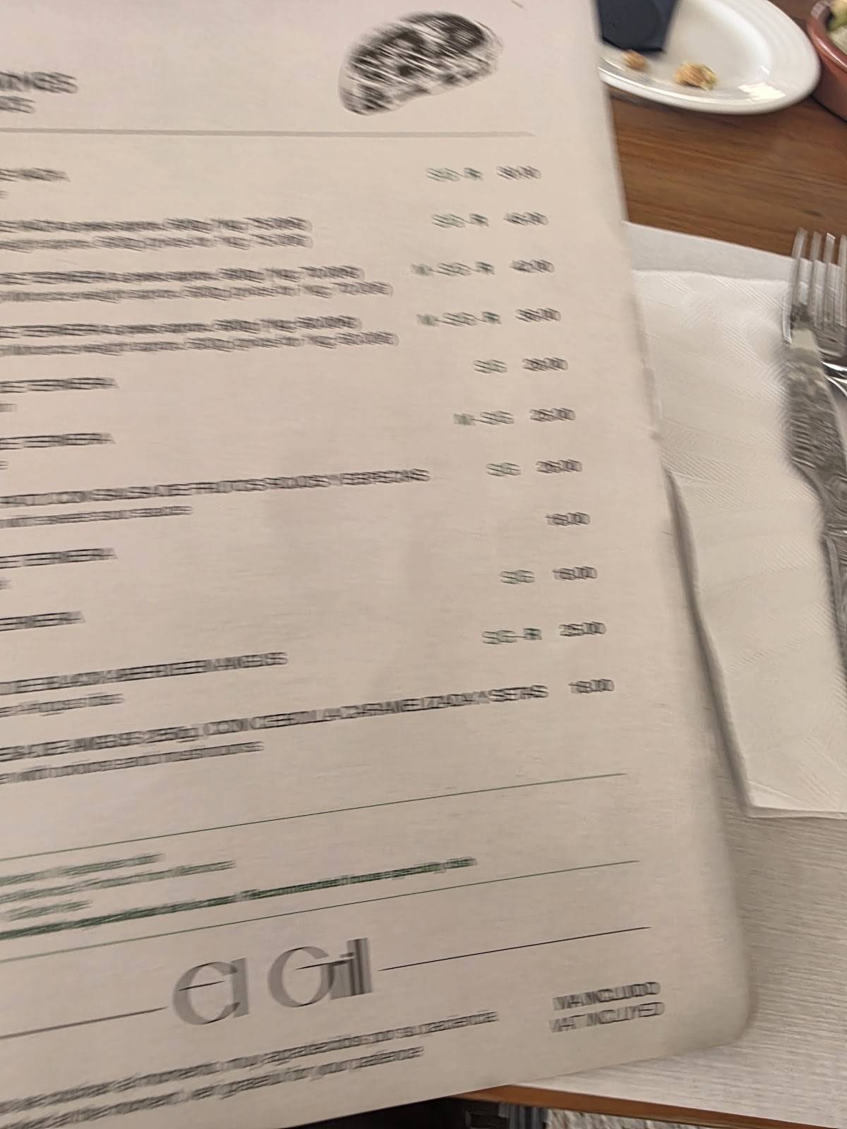 Menu at Restaurant El Grill, Mahon, Carretera de l'Aeroport