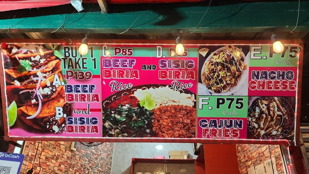 Menu at El Poco Cantina restaurant, Manila