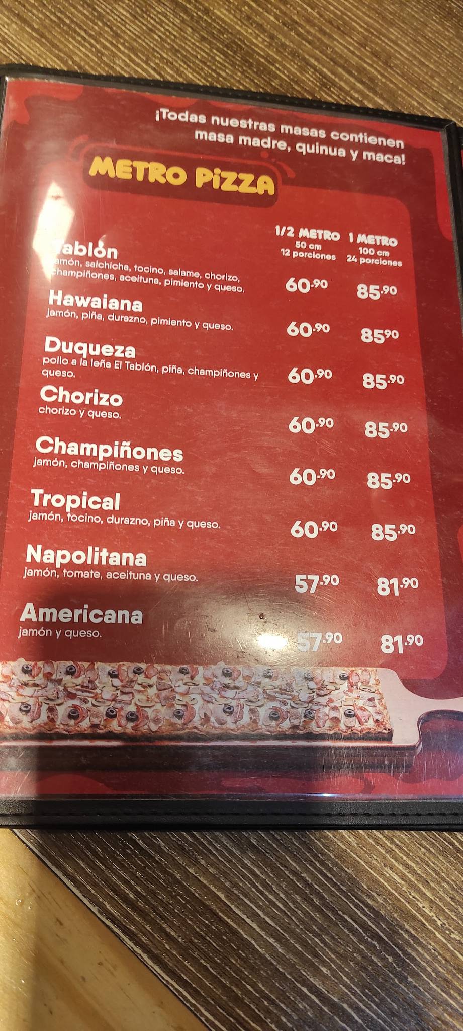 Carta del restaurante El Tablón, Arequipa, Av. Mariscal Castilla 105