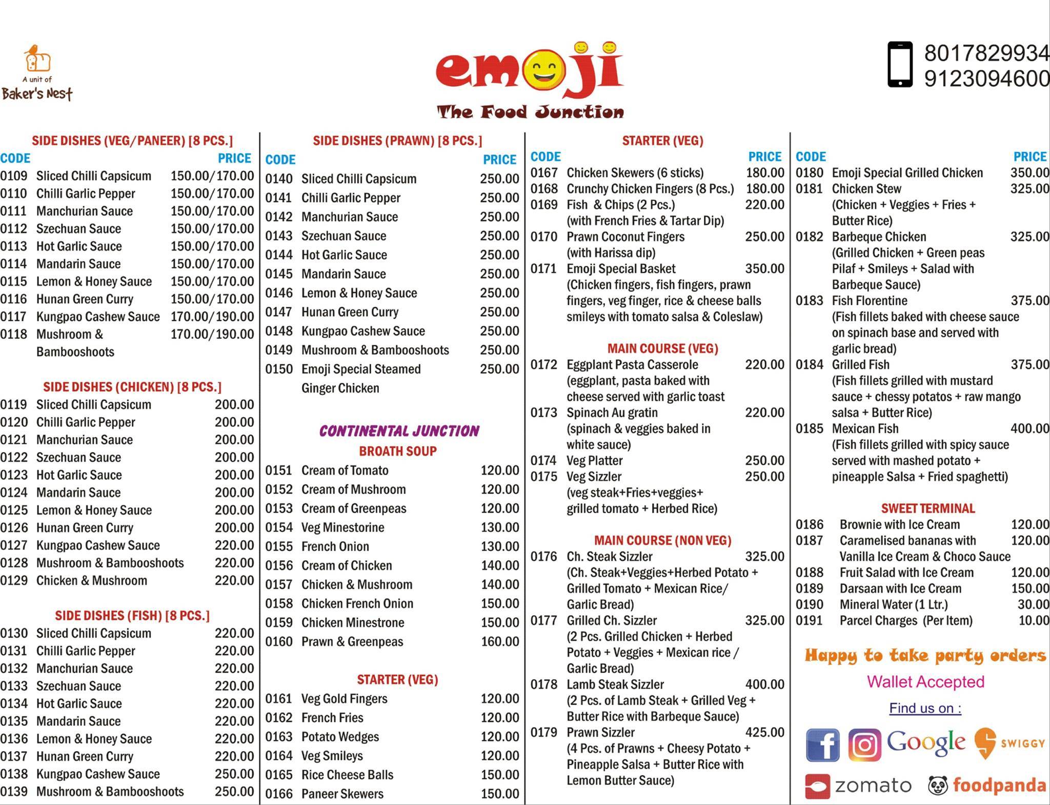 Menu at Emoji, Kolkata, A7