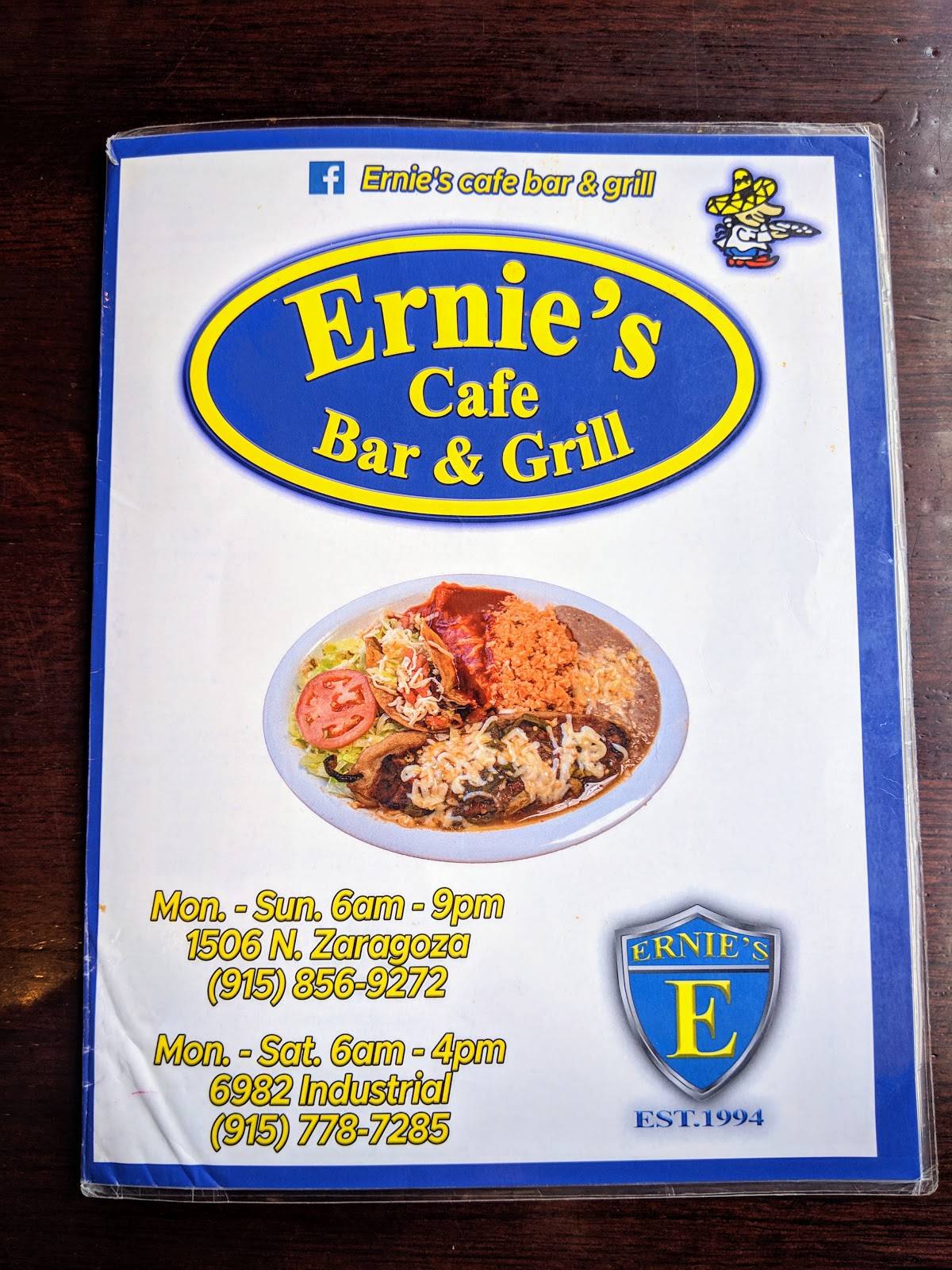 Menu at Ernie's Cafe Bar & Grill, El Paso, N Zaragoza Rd