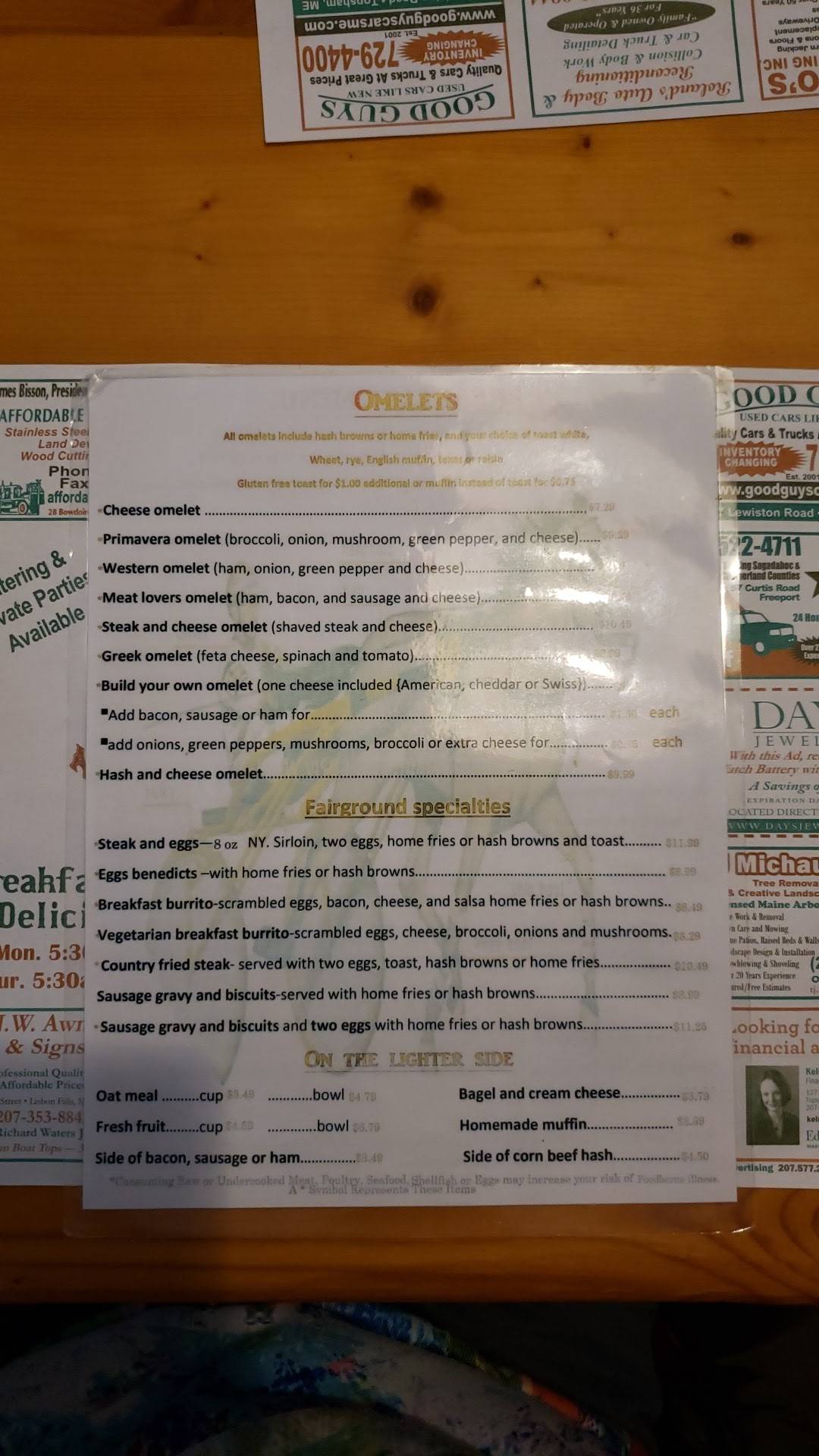 Menu at Fairground Cafe, Topsham