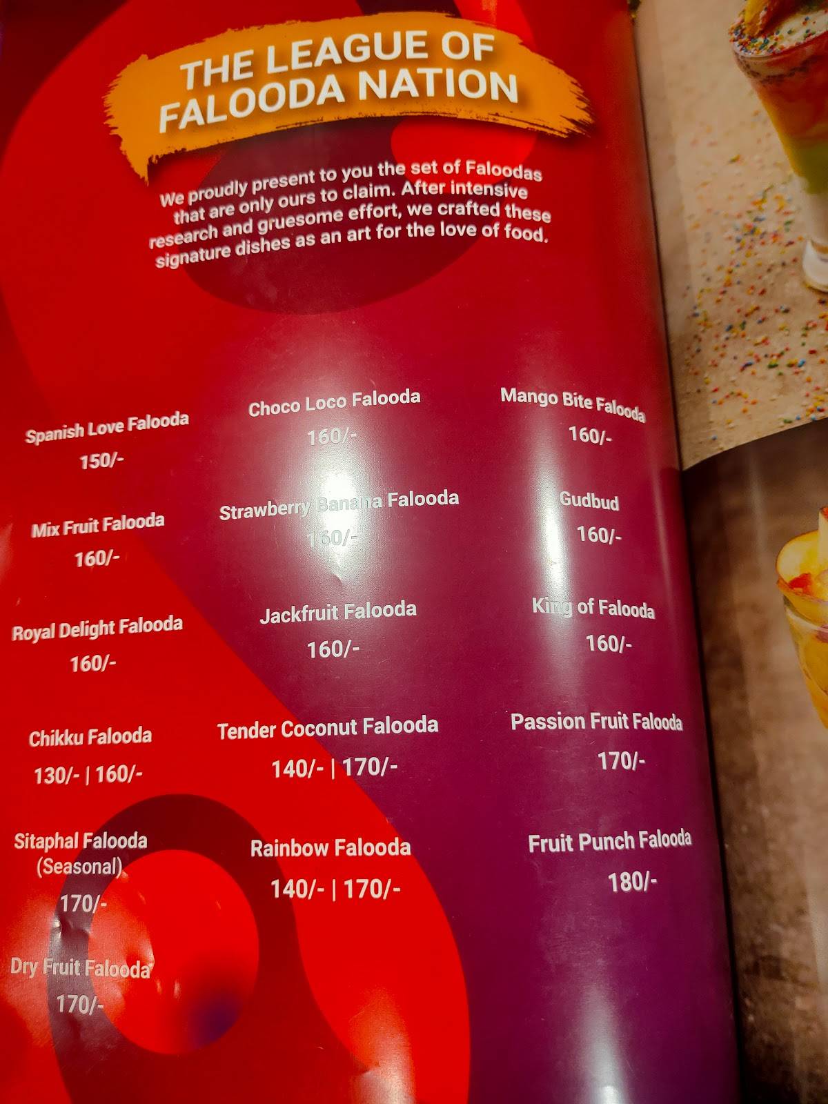 Menu at Falooda Nation Calicut, Kozhikode