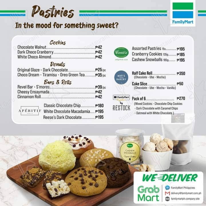 Menu at FamilyMart, Santa Rosa