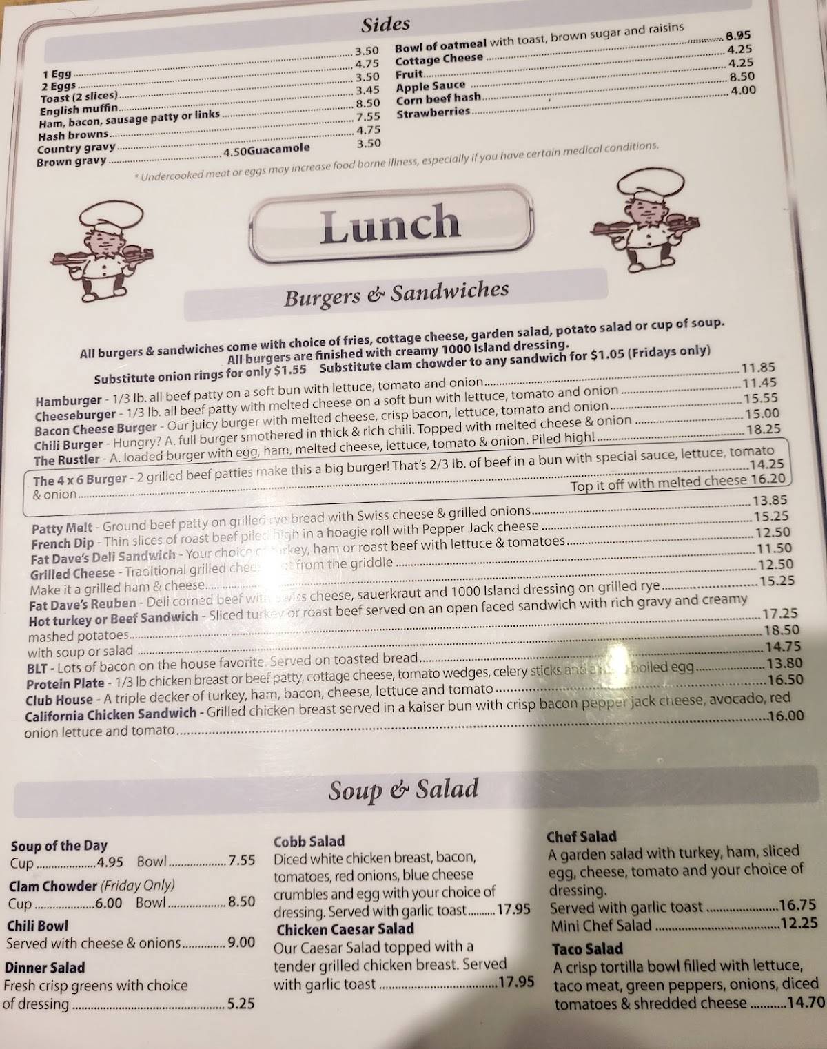 Menu at Fat Daves restaurant, Vancouver