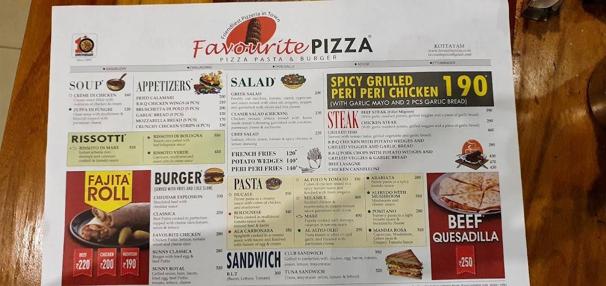 Menu at Favourite Pizza, Thiruvalla, Kovoor Building