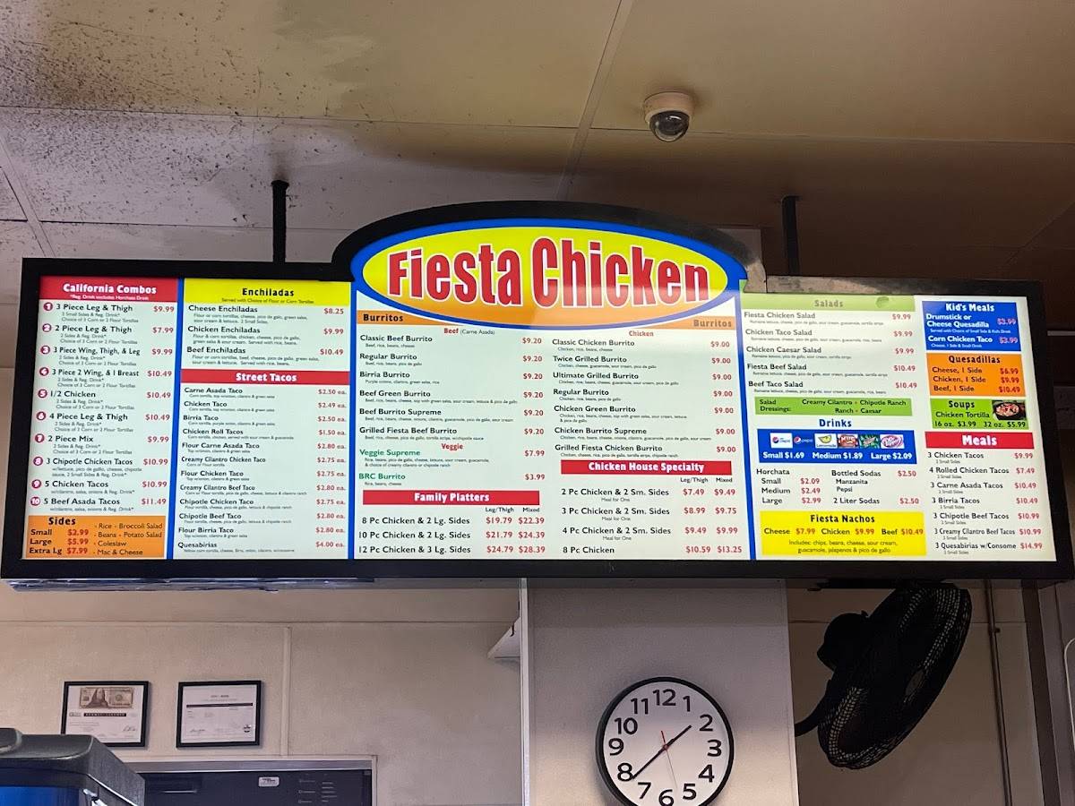Menu at Fiesta Chicken restaurant, Boise, W Ustick Rd