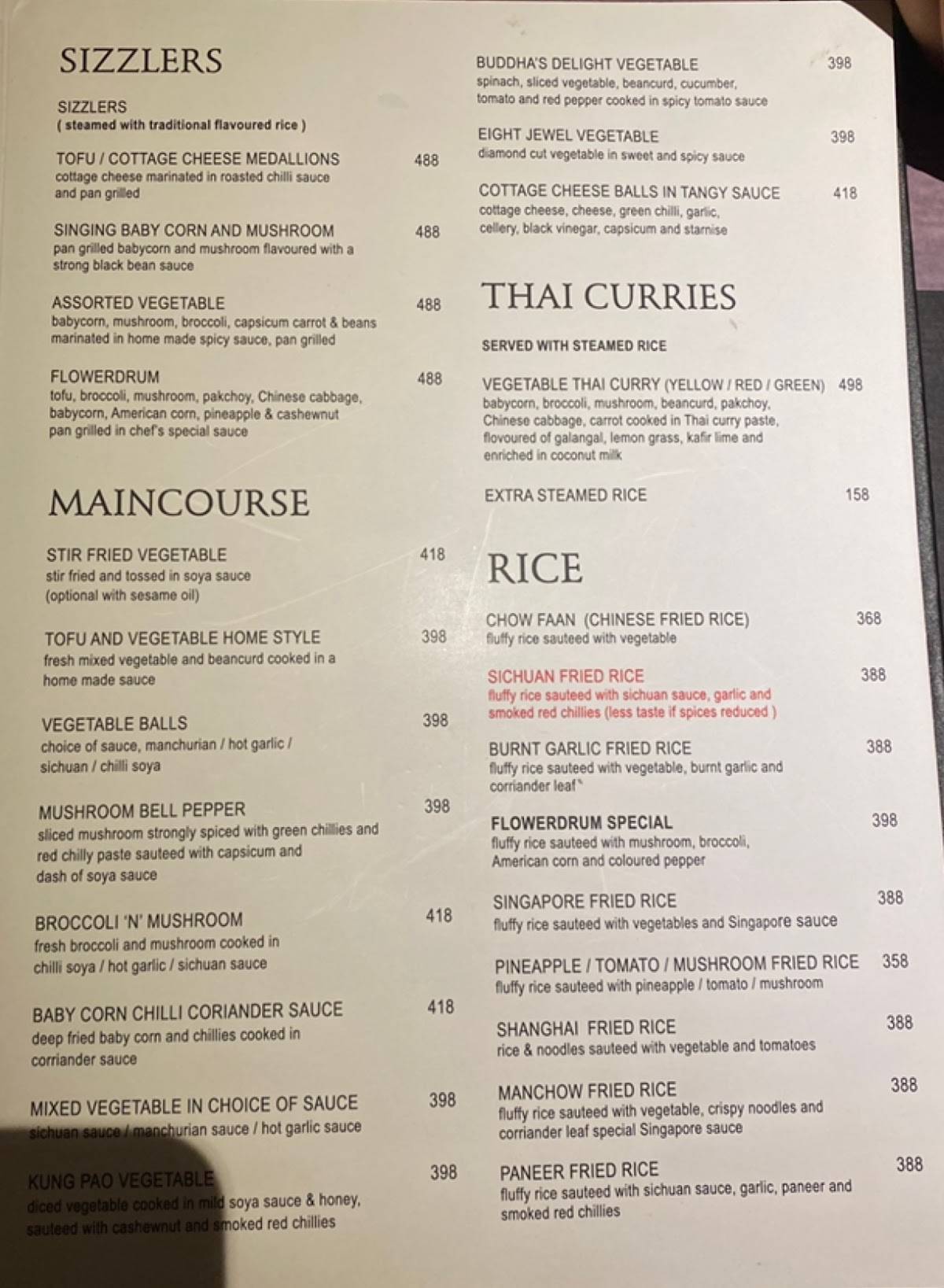 Menu at Flower Drum, Chennai, 2nd Floor