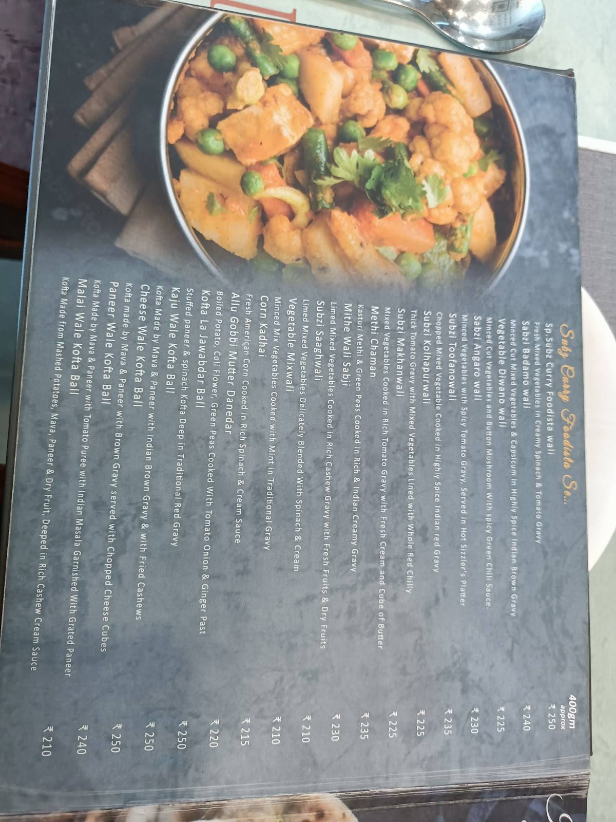 Menu at Foodista 2, Vadodara