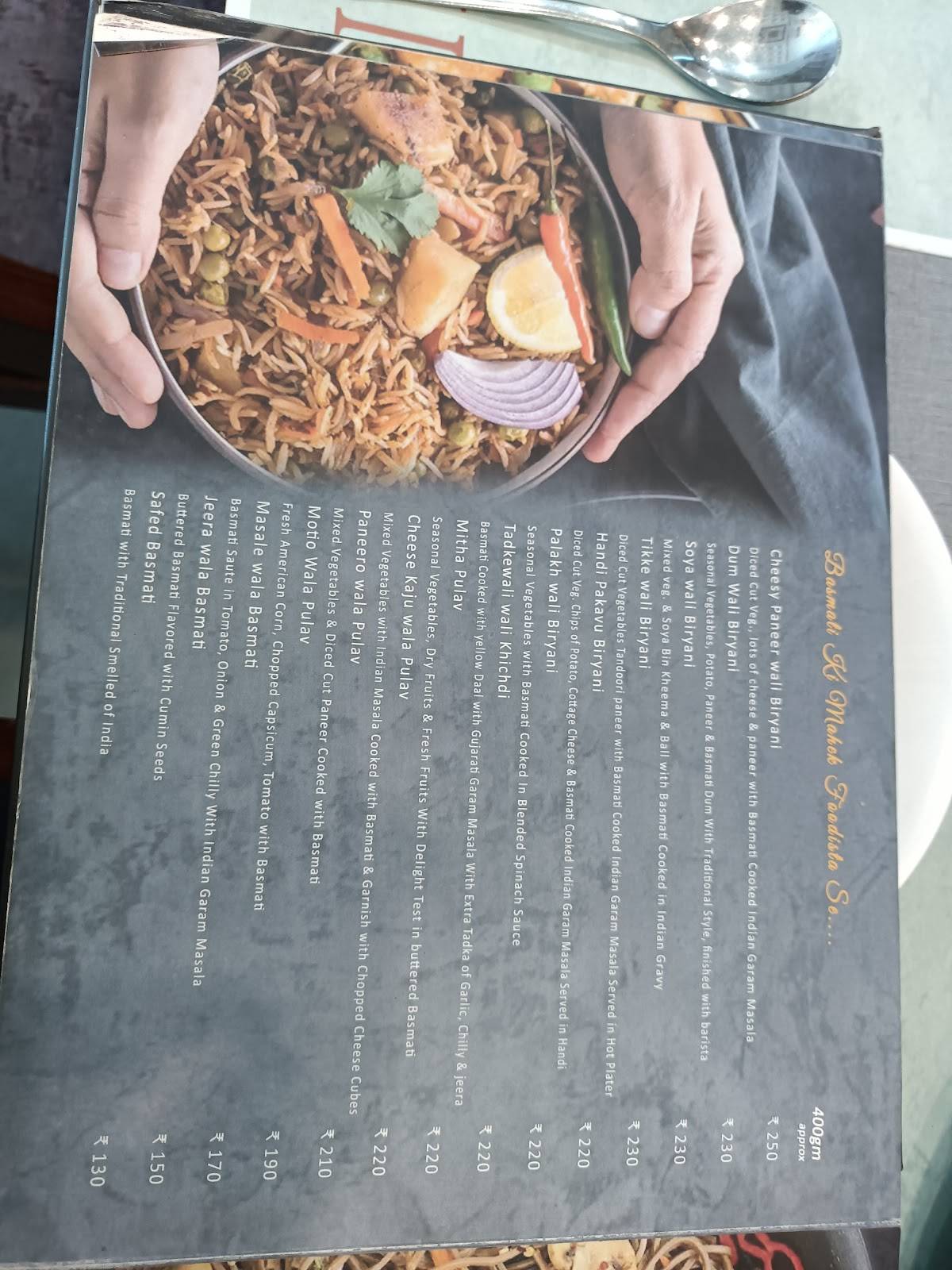 Menu at Foodista 2, Vadodara