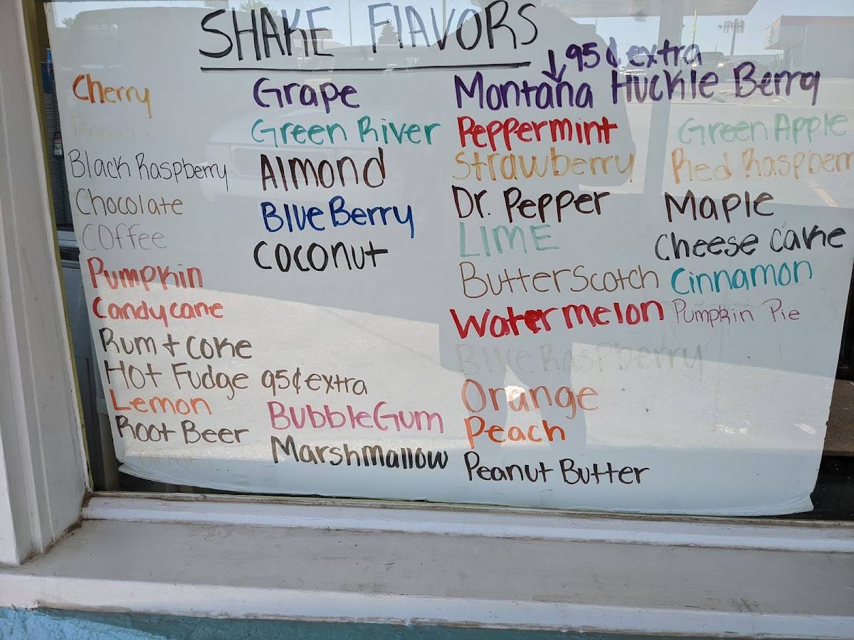 Menu at Ford's Drive-In restaurant, Great Falls