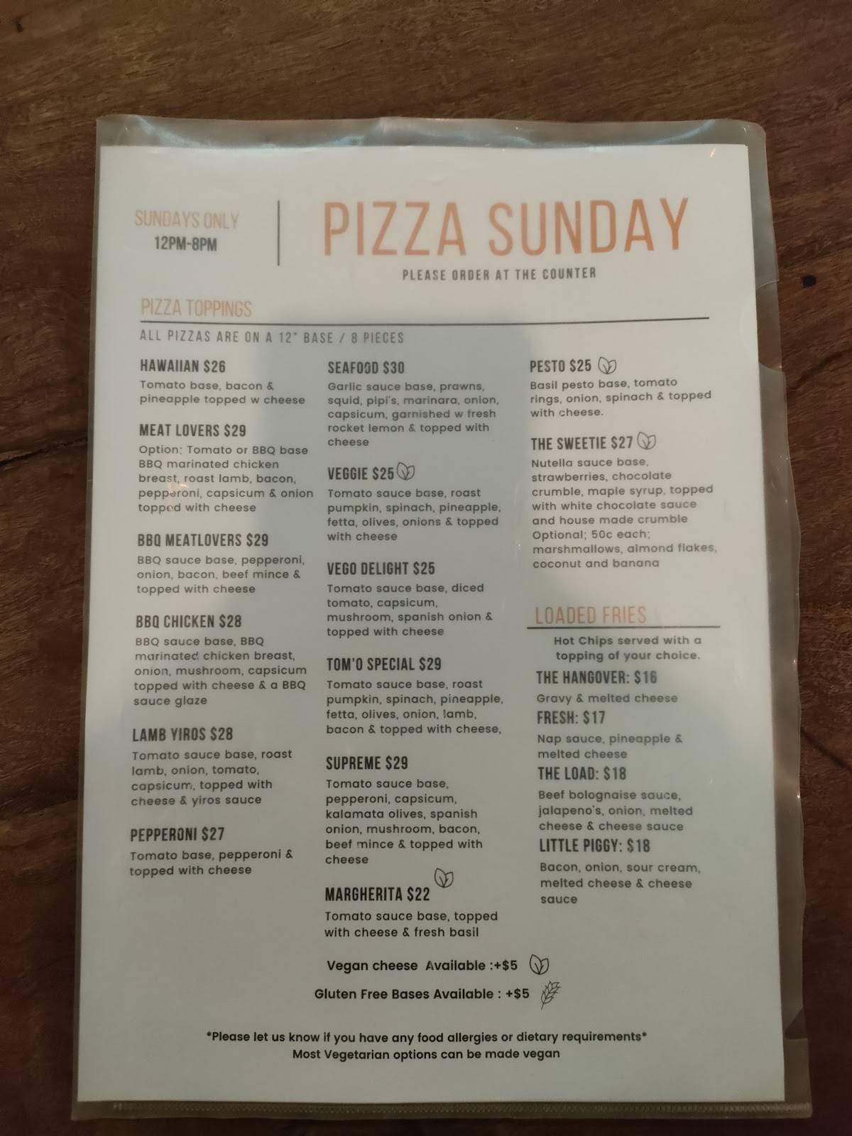 Menu at Freshies Cafe, Meningie