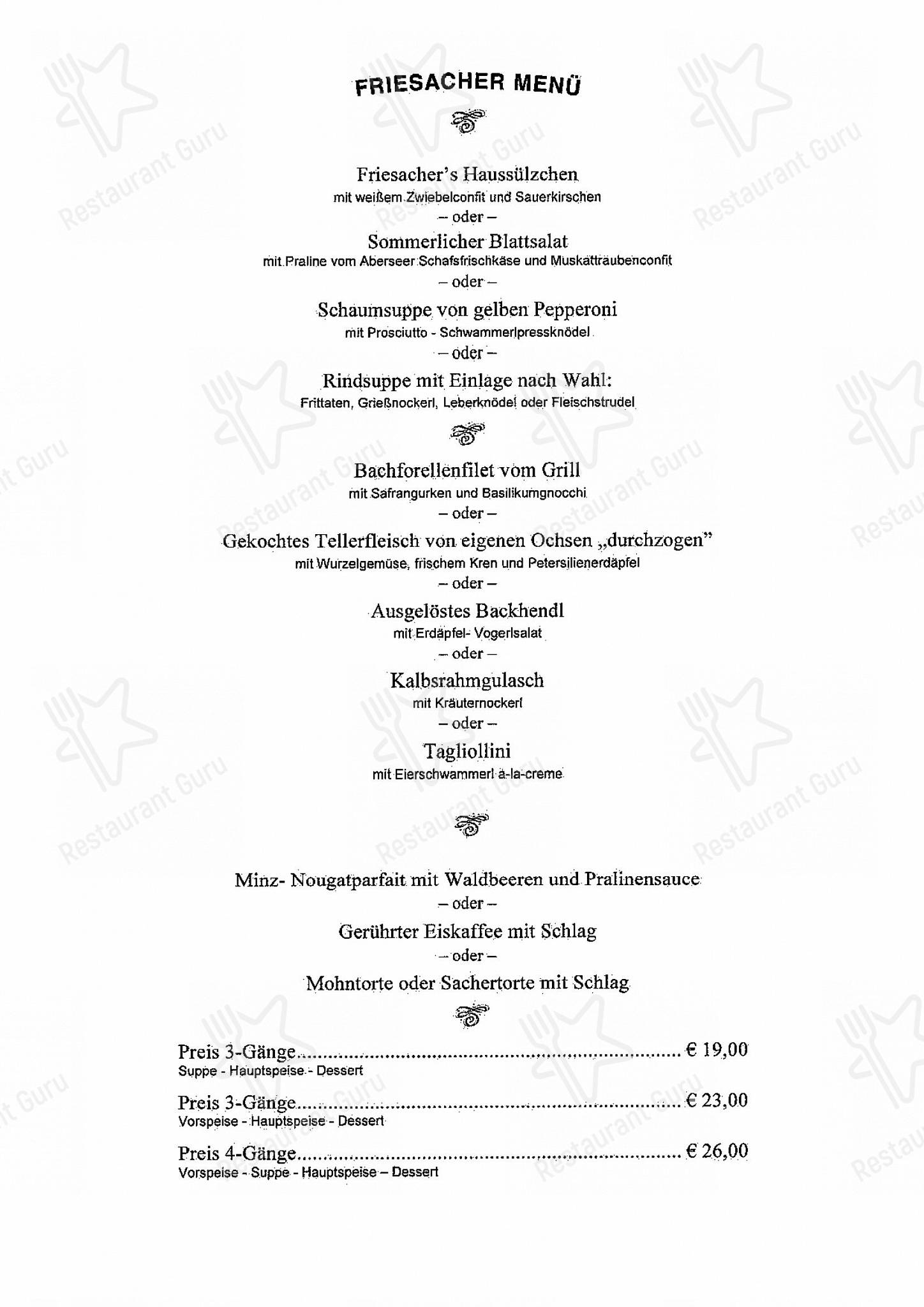 Speisekarte von Friesacher Stadl pub & Bar, Anif