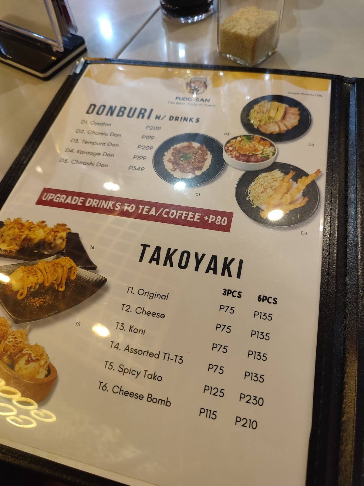 Menu at Fudo-san restaurant, Manila, zone 29