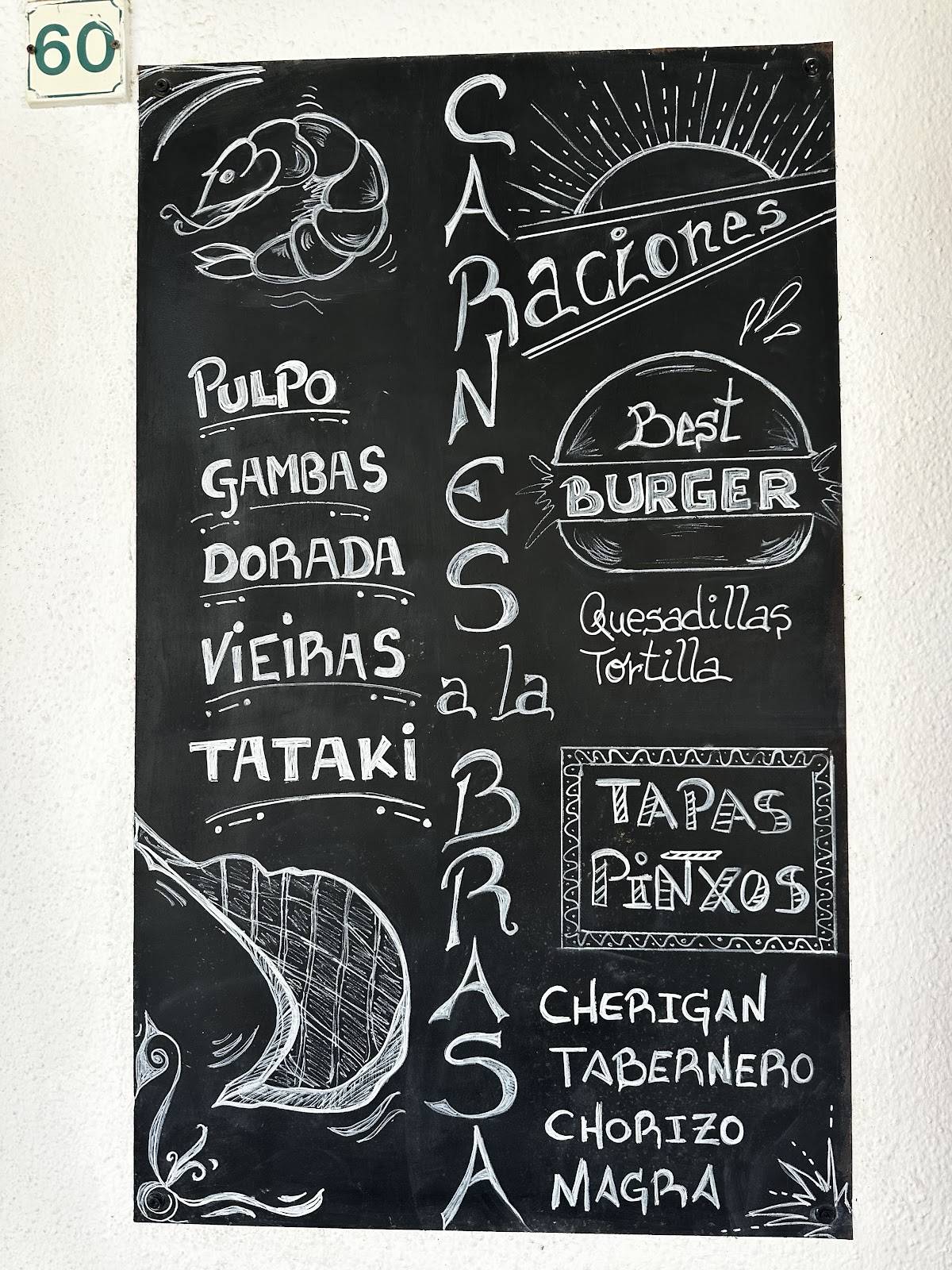 Menu at Gabbia restaurant, Playas de Vera