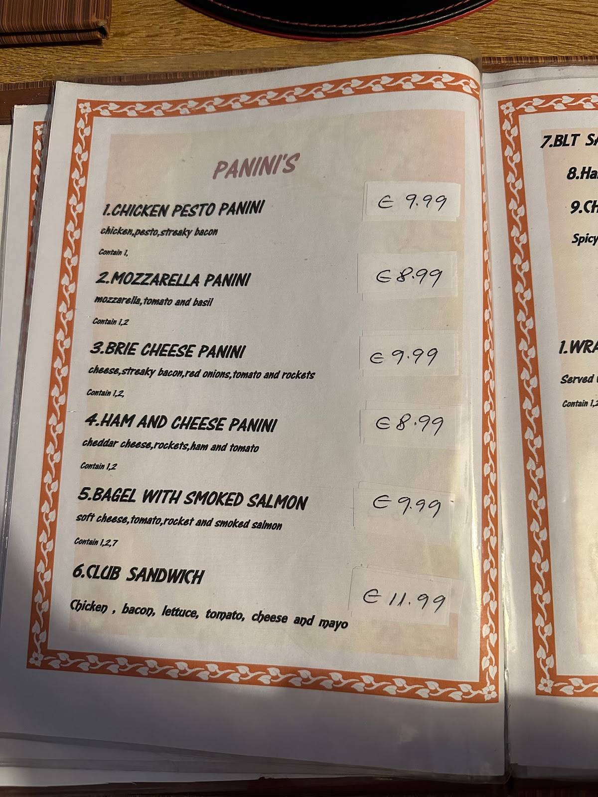 Menu at Gabriel's Kitchen restaurant, Mountrath