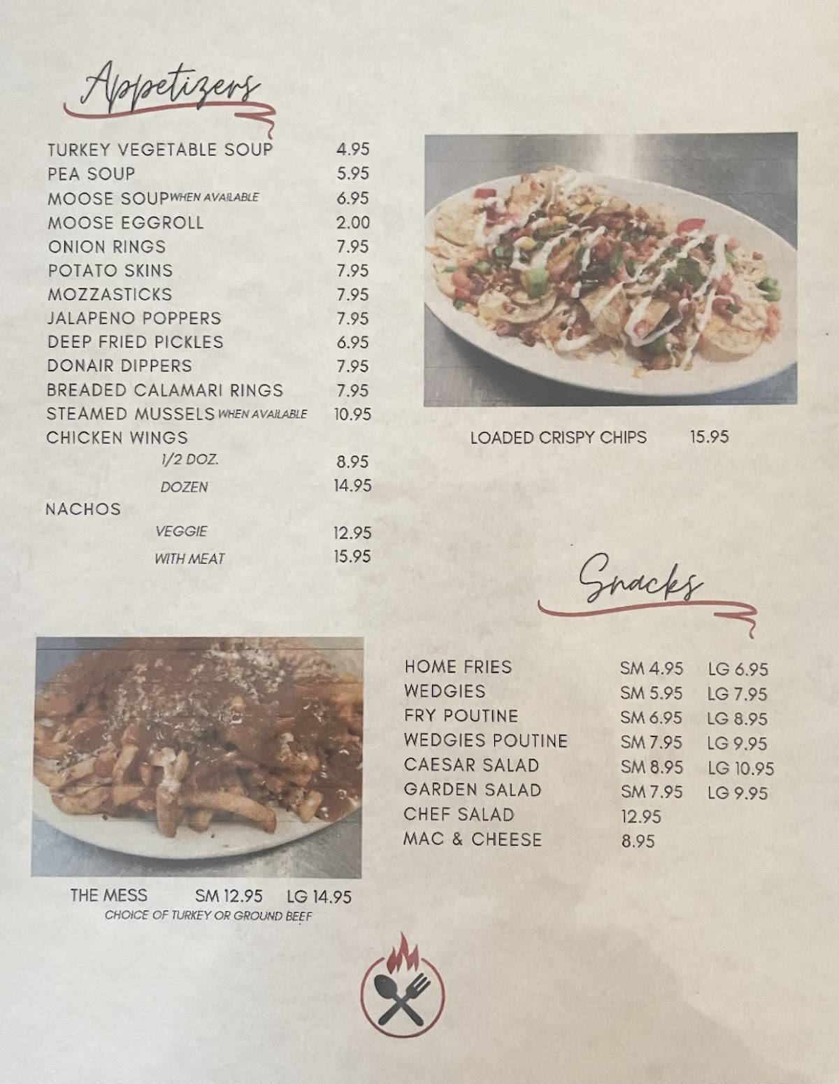 Menu at Gill's Grill restaurant, Gambo
