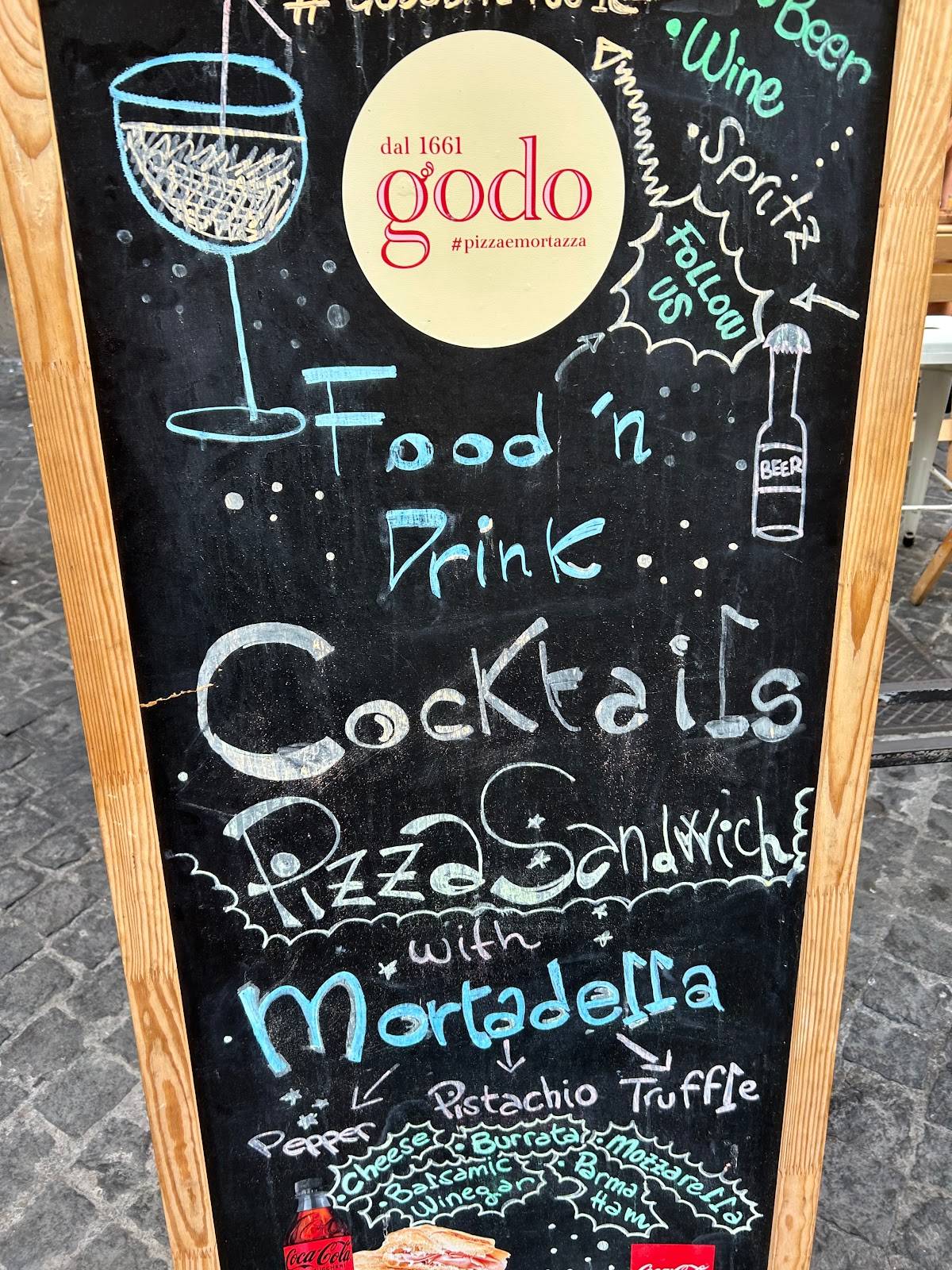 Menu at Godo dal 1661 restaurant, Rome