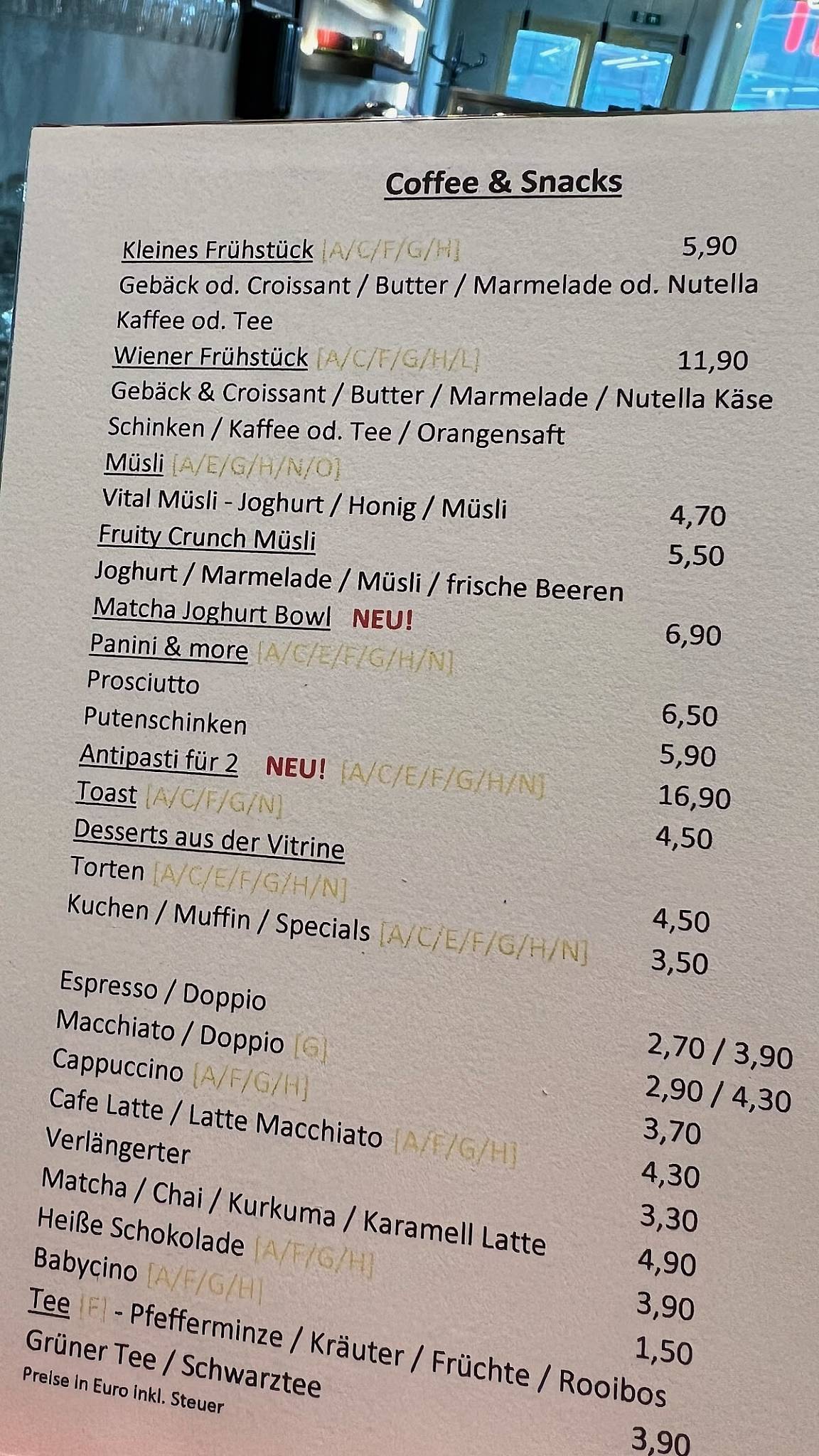Speisekarte von Grand Bistro, Wien