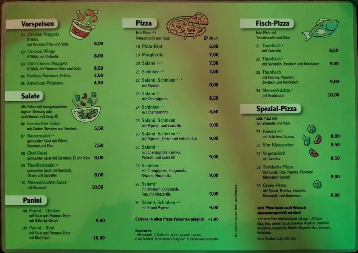 Menu at Green Lounge pub & bar, Thannhausen