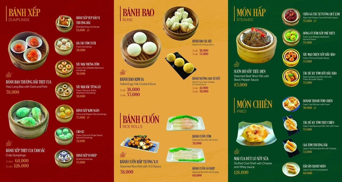 Menu at Gu Dimsum restaurant, Ho Chi Minh City