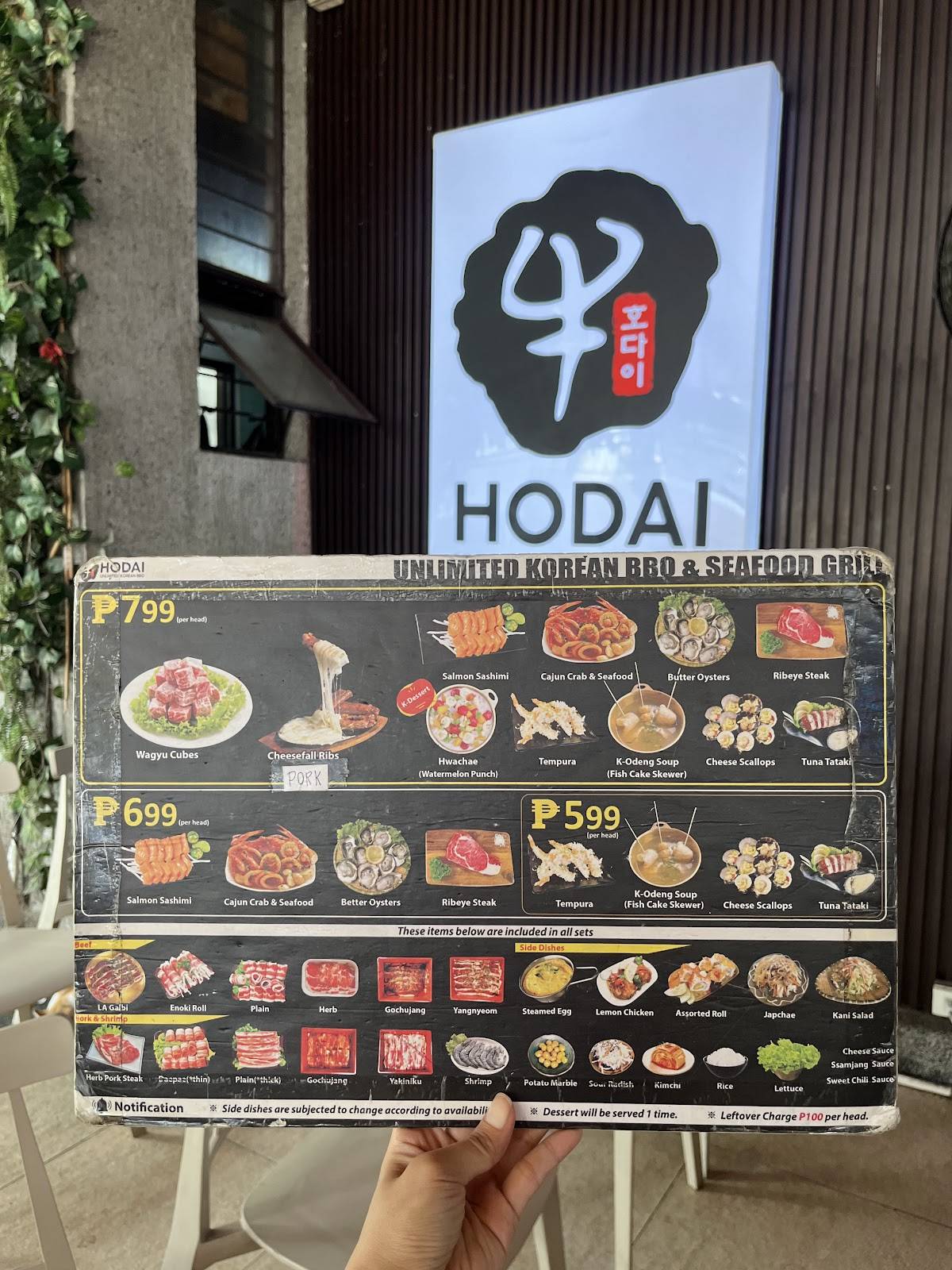 Menu at HODAI Unli BBQ & Seafood Grill Buffet, Quezon City