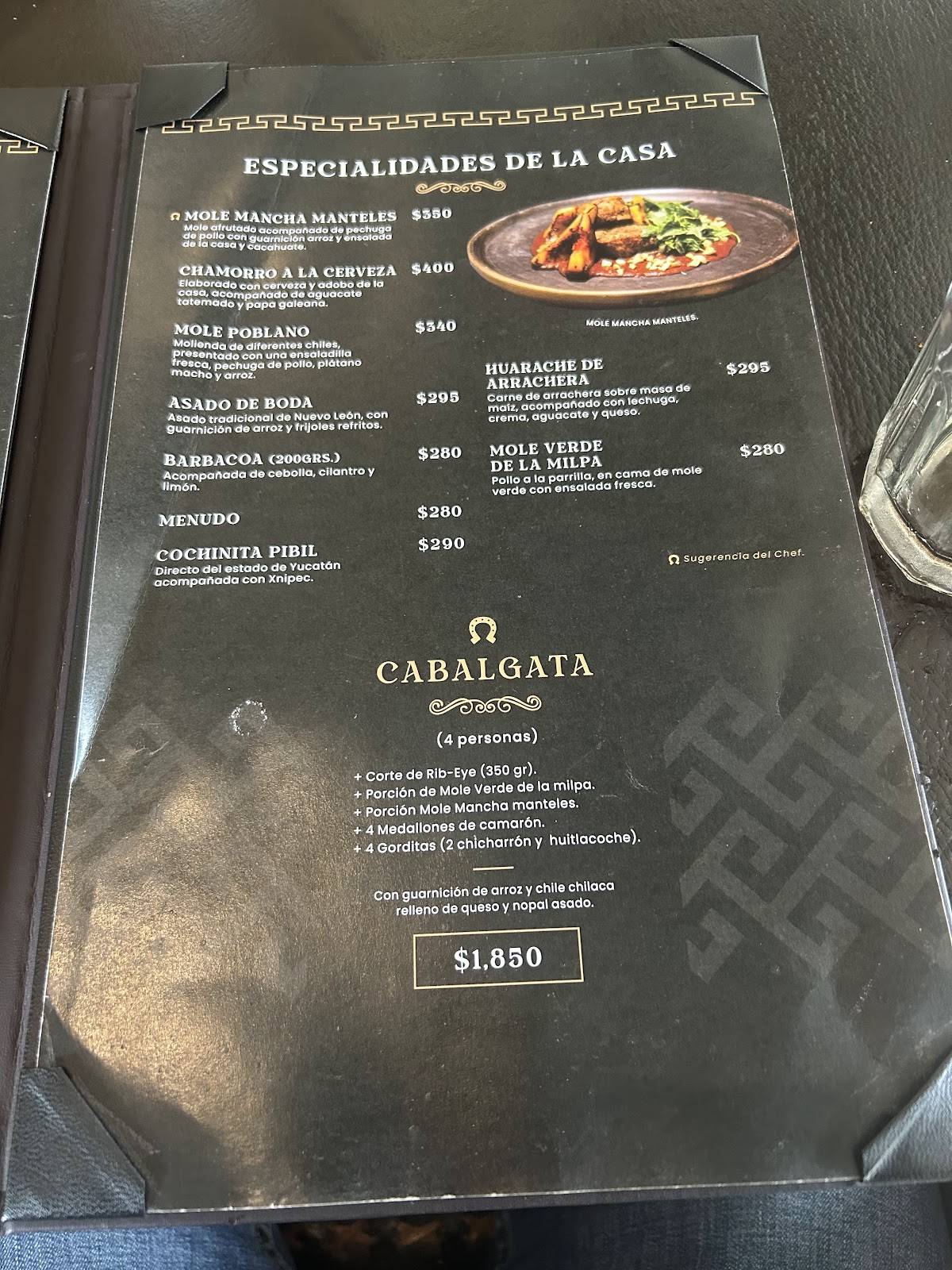 Carta del restaurante Hacienda La Charreada, Santiago