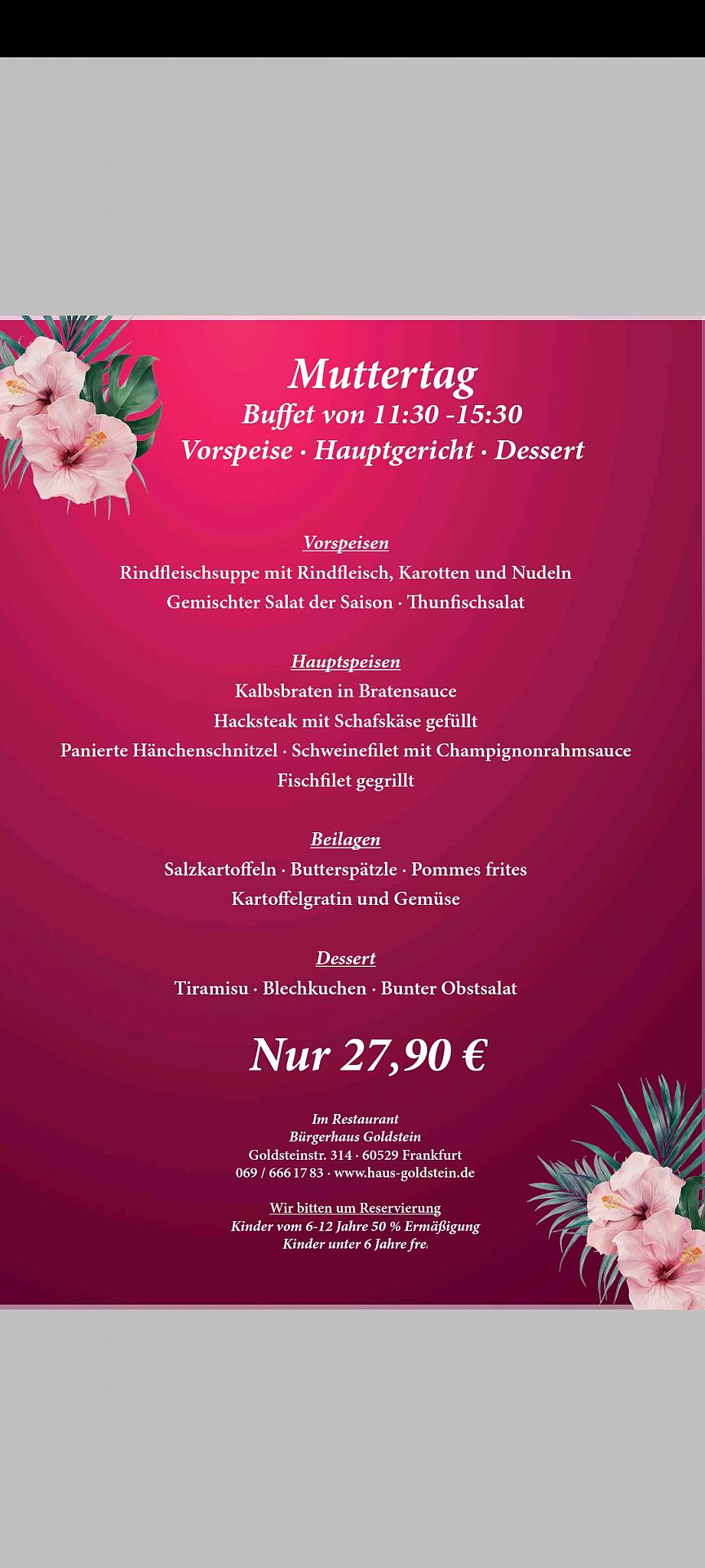 Speisekarte von Restaurant Haus Goldstein, Frankfurt am Main