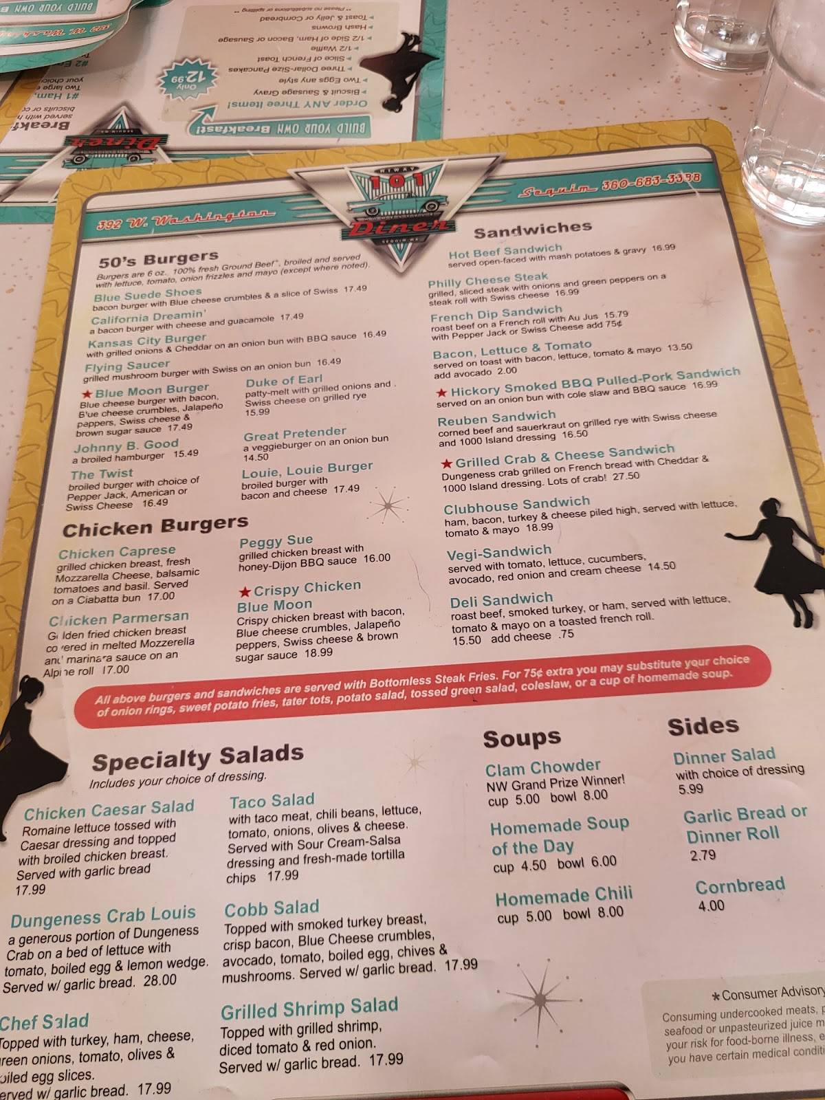 Menu at Hi-Way 101 Diner restaurant, Sequim, 392 W Washington St