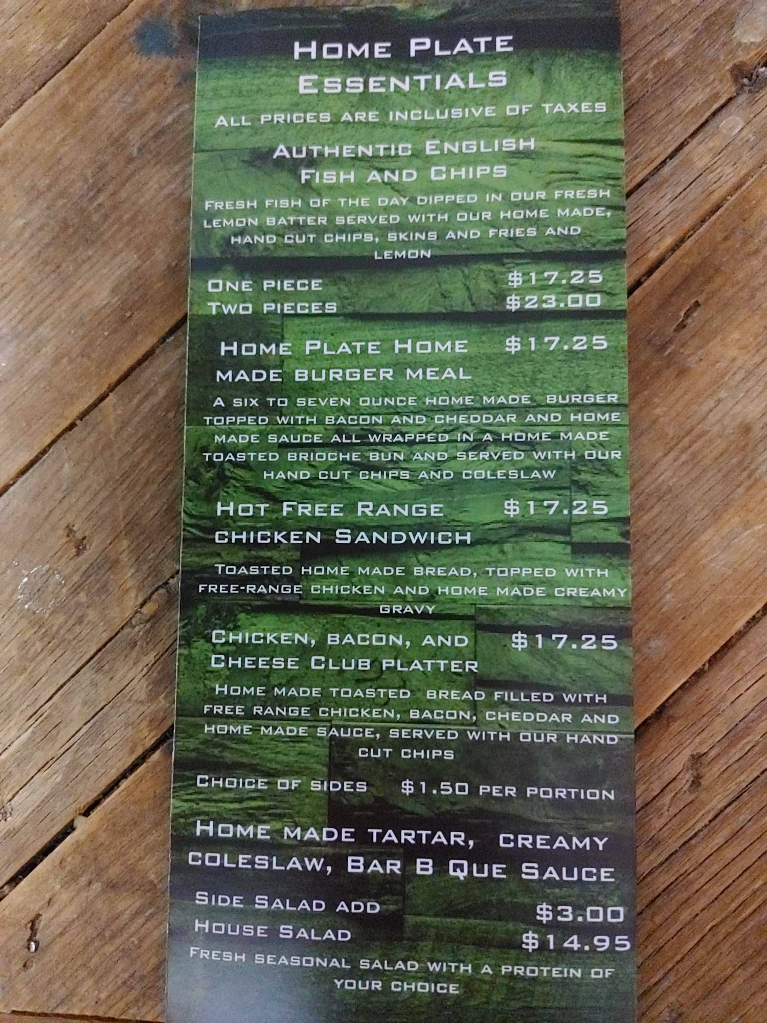 Menu at Home Plate Restaurant & Bakery, Murray River