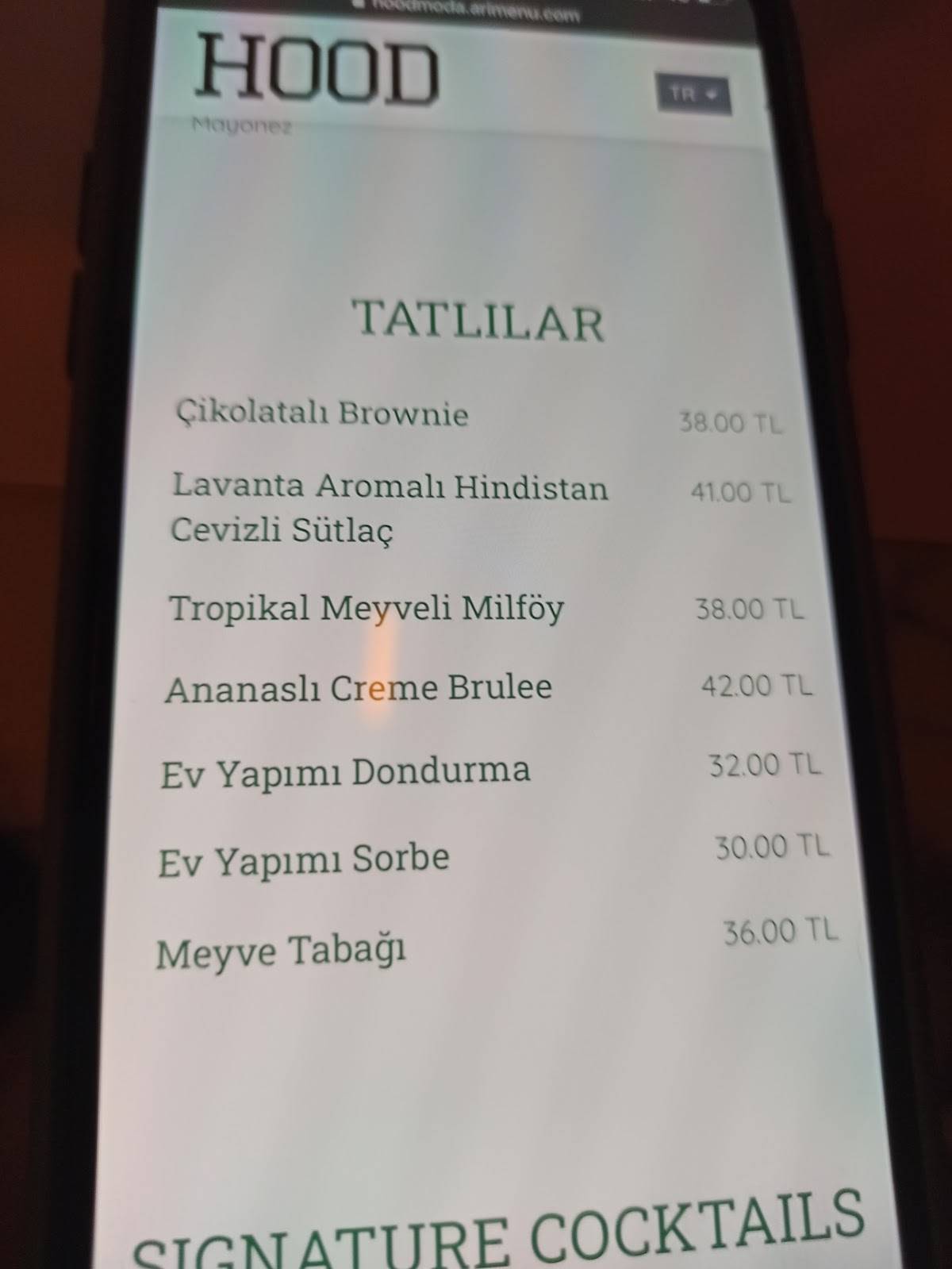 Menu at Hood, Istanbul, DoubleTree by Hilton Istanbul Moda