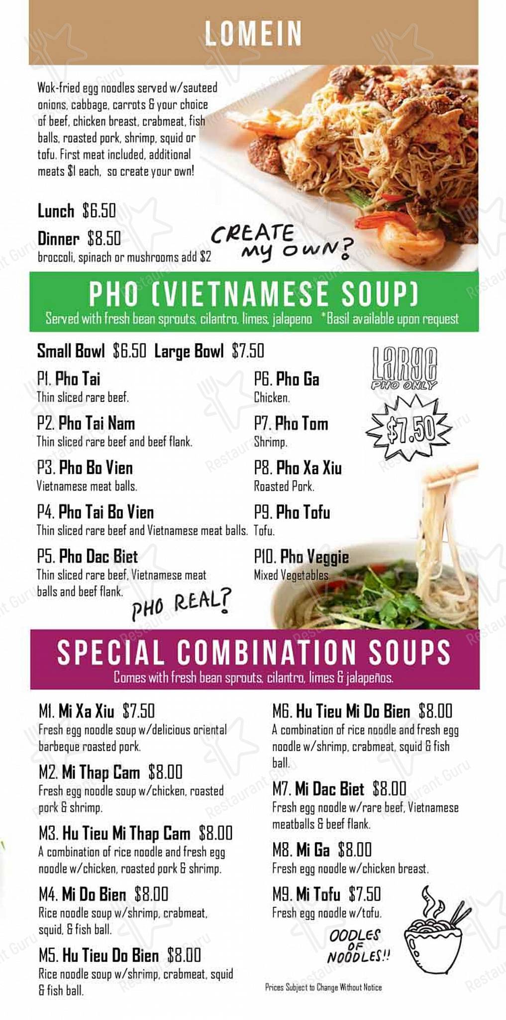Menu at Hu-Dat Noodle House restaurant, Corpus Christi, S Staples St #102