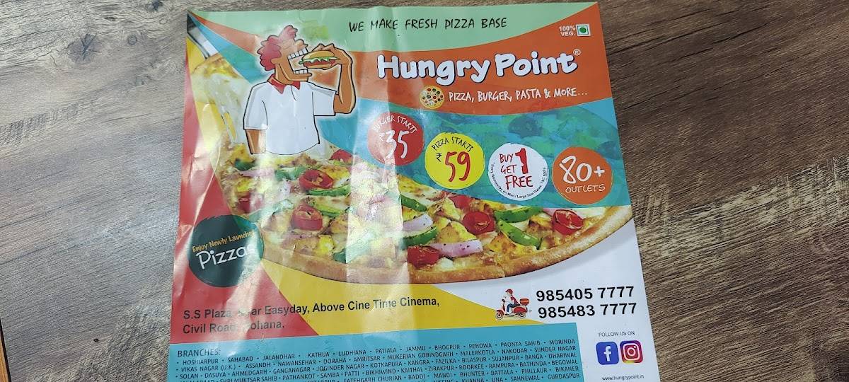 Menu at Hungry Point, Gohana