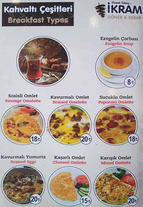 Menu at İkram Doner Kebap, Istanbul