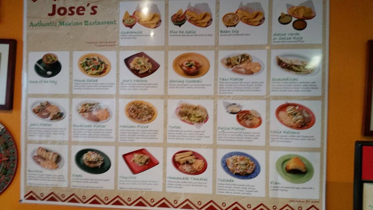 Menu at Jose's Authentic Mexican restaurant, Petoskey