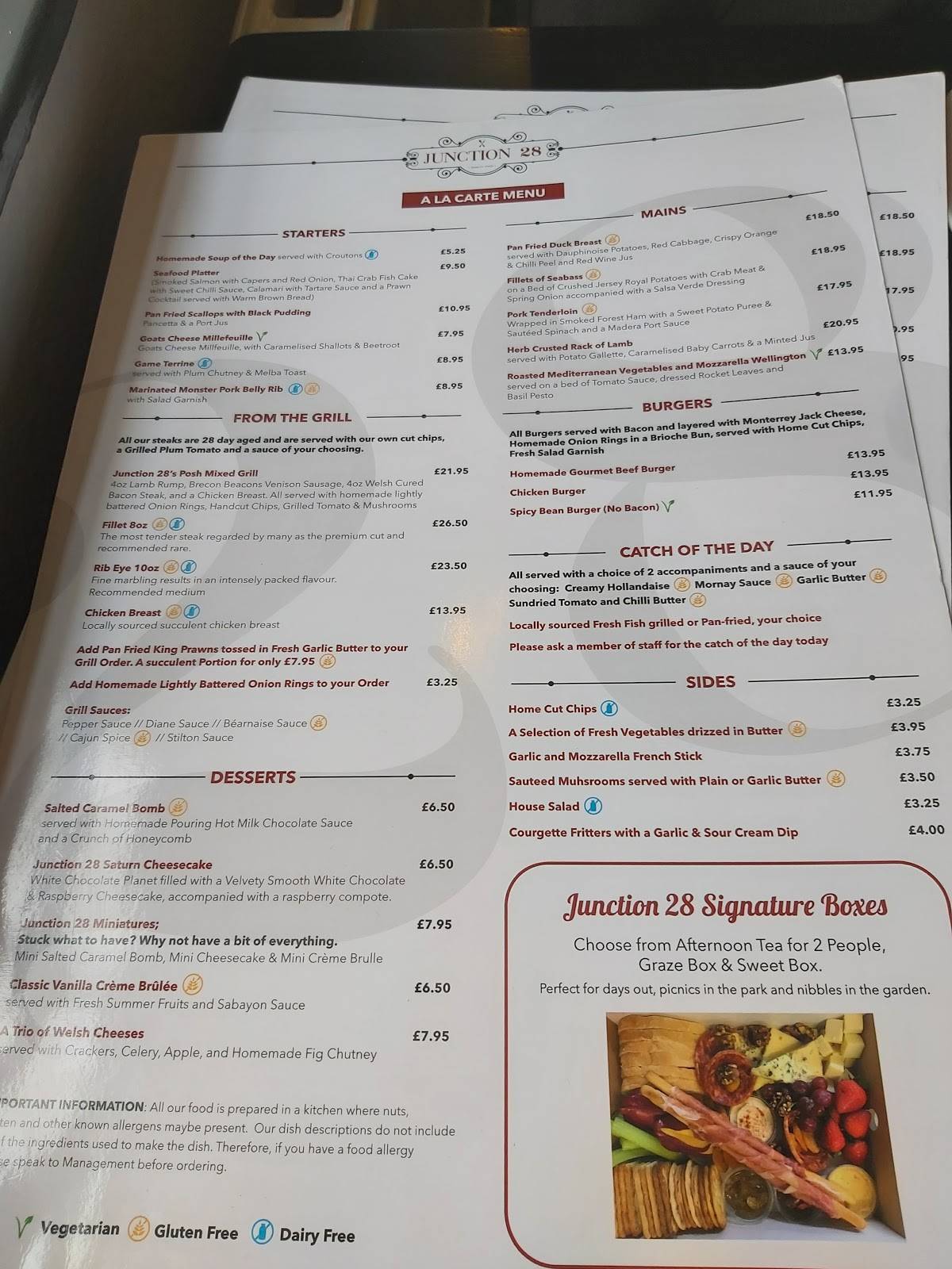 Menu at Junction 28 restaurant, Newport, Station Approach